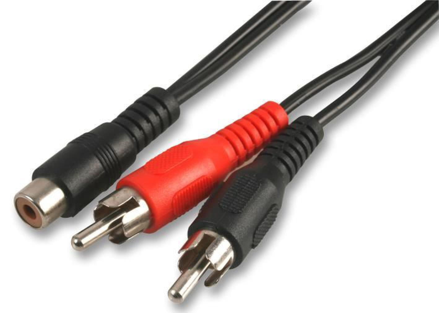 PRO SIGNAL - Phono (RCA) Female to 2x Male Lead, 15cm Black - Walmart.com