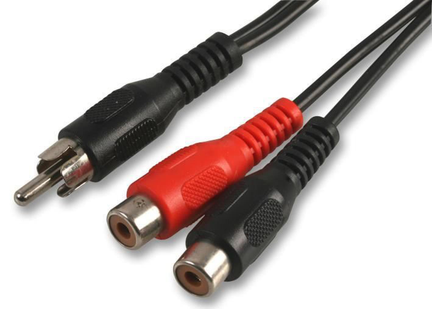 PRO SIGNAL - Phono (RCA) Male to 2x Female Lead, 15cm Black - Walmart.com
