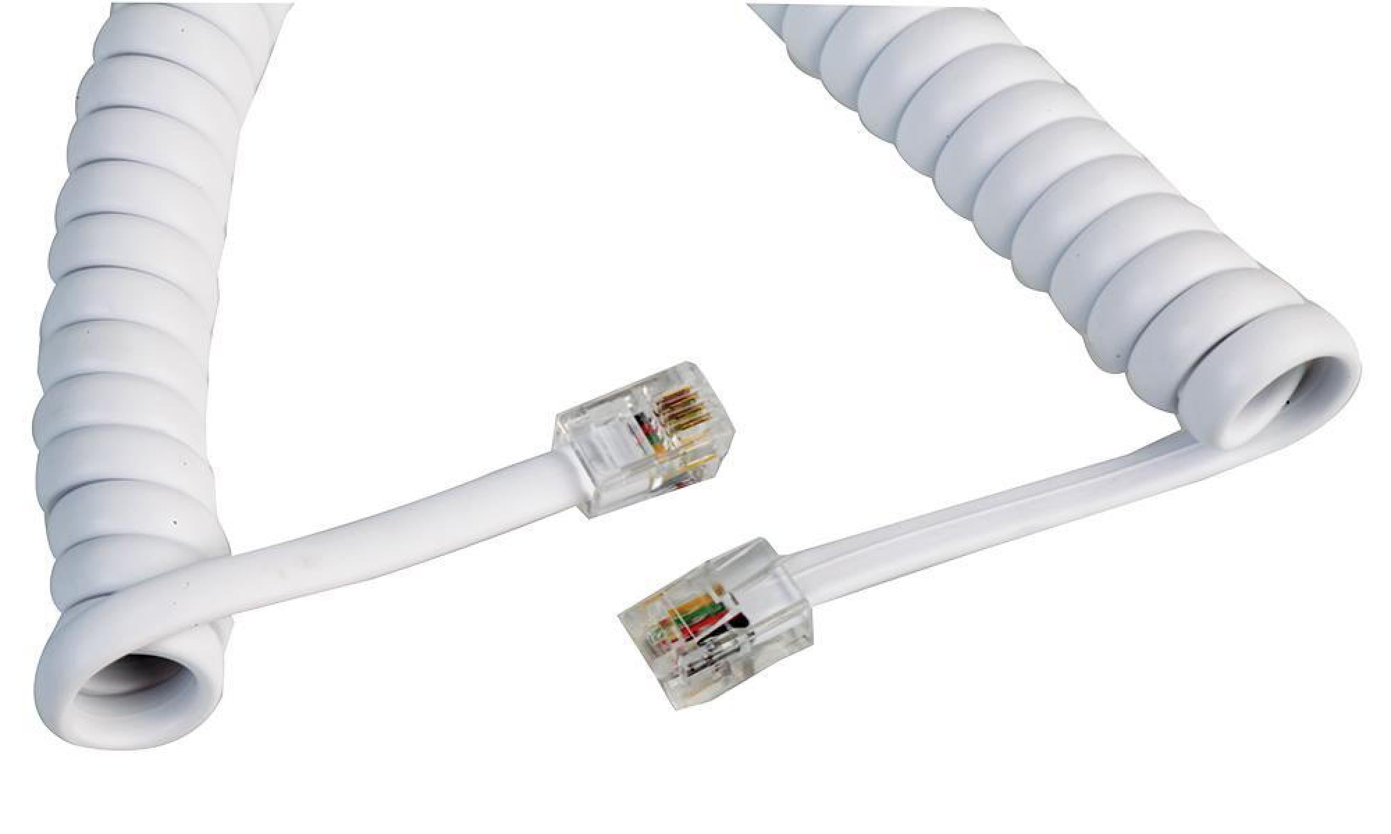 PRO SIGNAL - RJ10 Plug to Plug Coiled Handset Cord, 3m , White ...