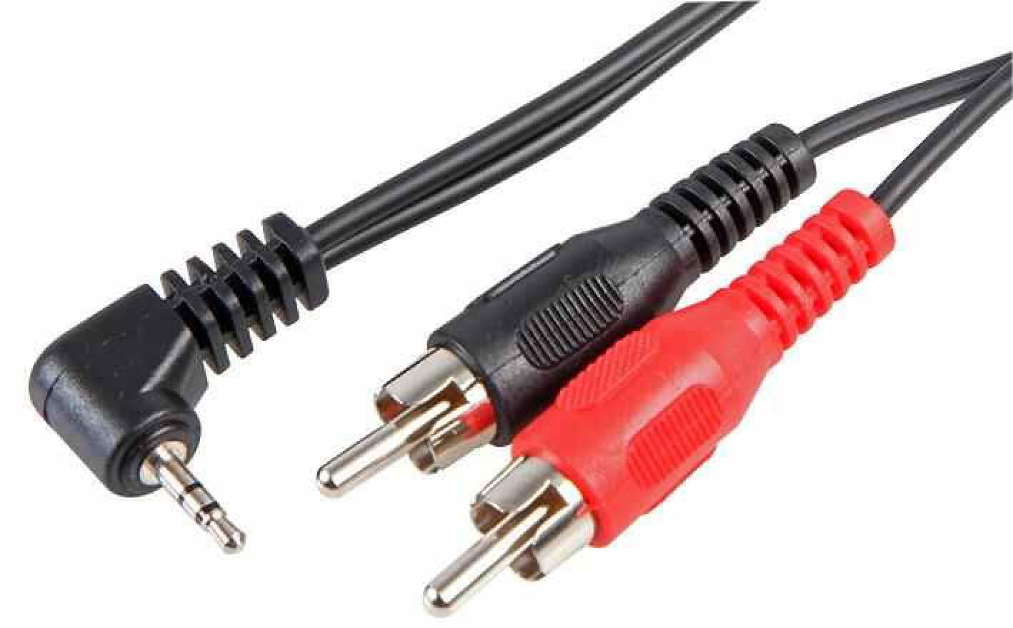 PRO SIGNAL Right Angled 2.5mm Stereo Jack Plug to 2x Phono (RCA) Plugs ...