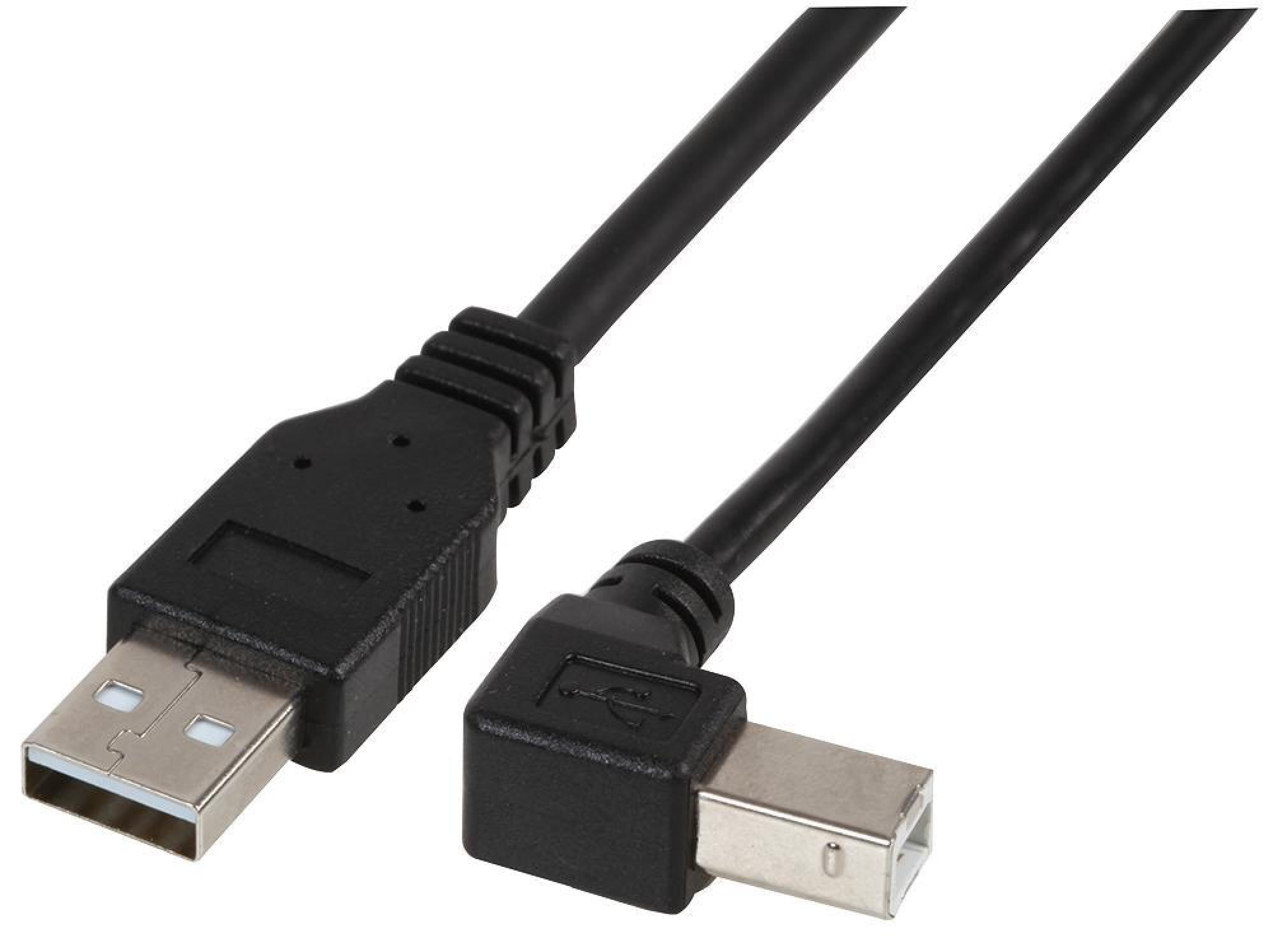 PRO SIGNAL - USB A Plug to Left Angled USB B Plug Lead, 1m - Walmart.com