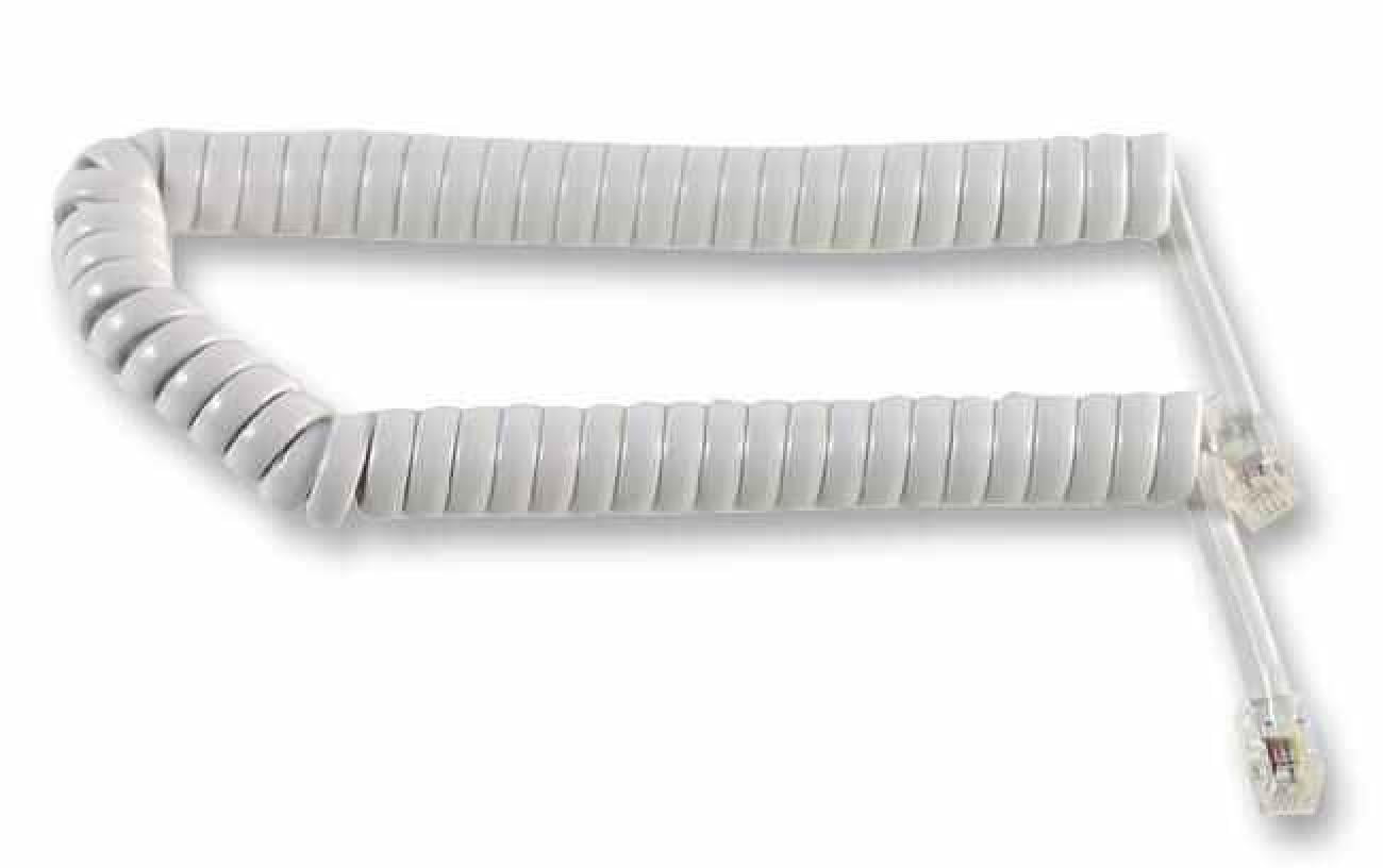 PRO SIGNAL - White RJ10 Plug to Plug Coiled Telephone Handset Cable - 1 ...