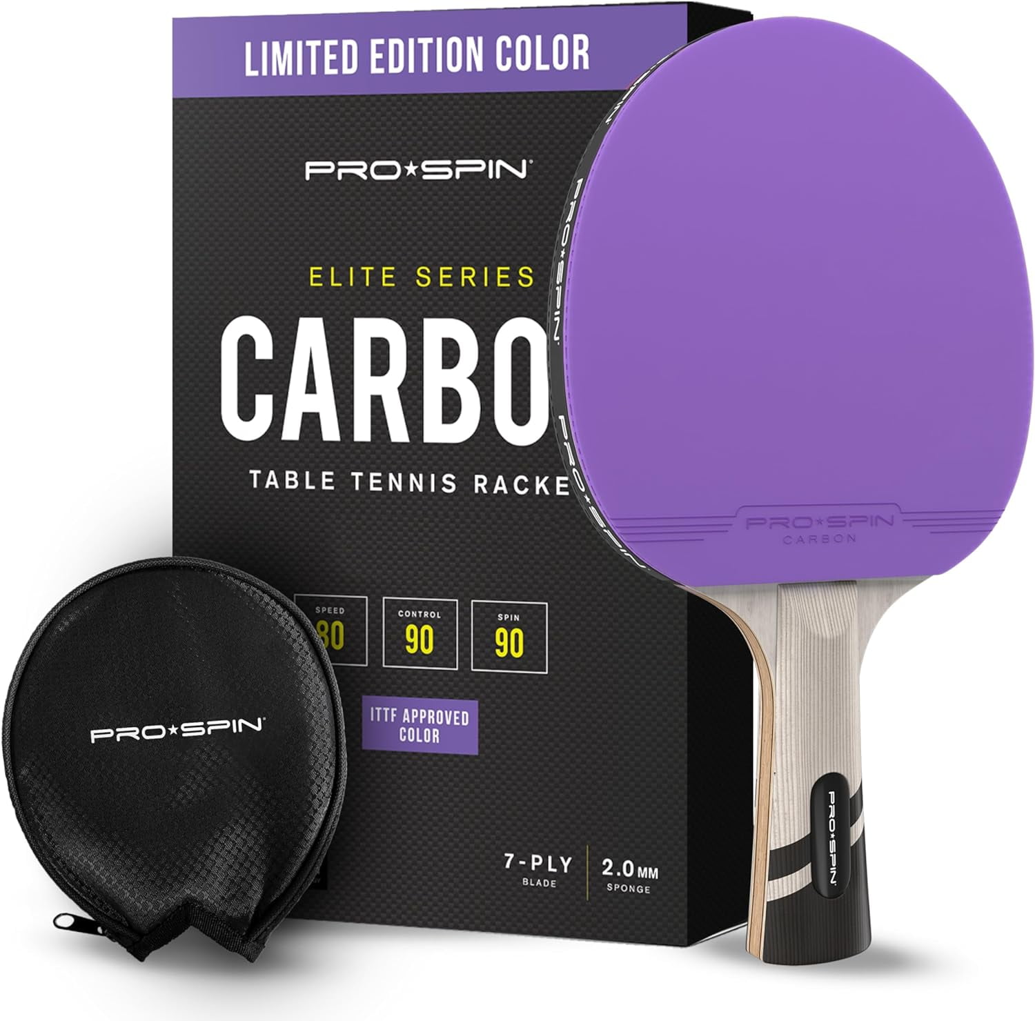 PRO-SPIN Ping Pong Paddle with Carbon Fiber, Limited Edition Violet ...