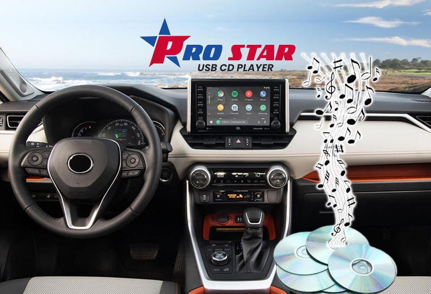 PRO STAR USB CD Player 2017-2024 Fits Honda Civic With Two USB Ports ...
