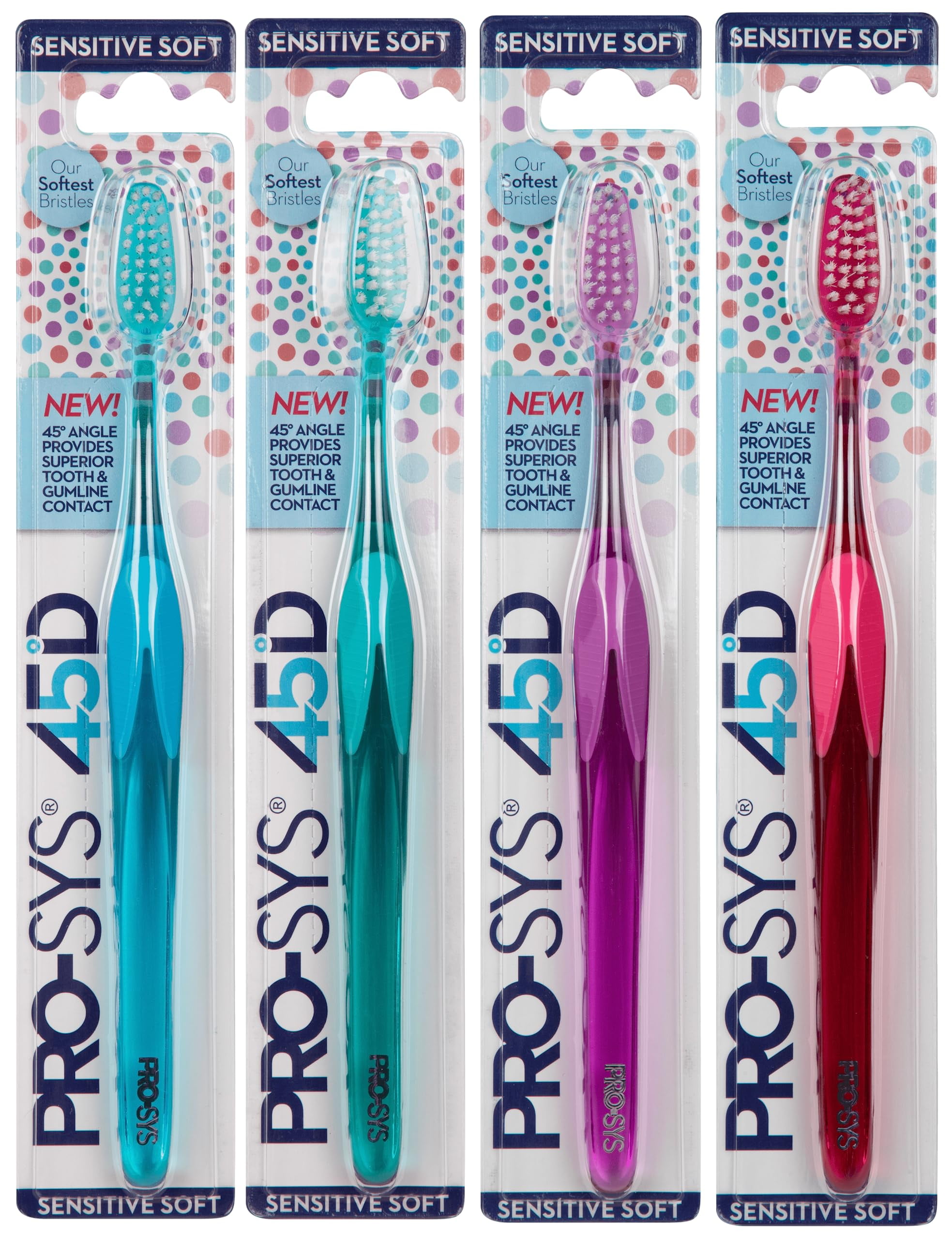PRO-SYS® 45D Sensitive Soft Toothbrush (45-Degree Angle Brush), 4-Pack ...