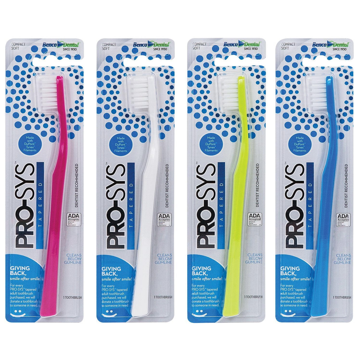 PRO-SYS® Adult Tapered Soft MMF7 Toothbrush (Colorful 4-Pack) - ADA ...