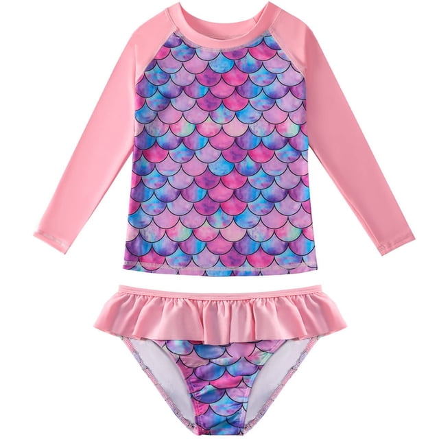 PROALLO Girls Bathing Suits Two-Piece Swimsuit with Boyshorts Vest ...