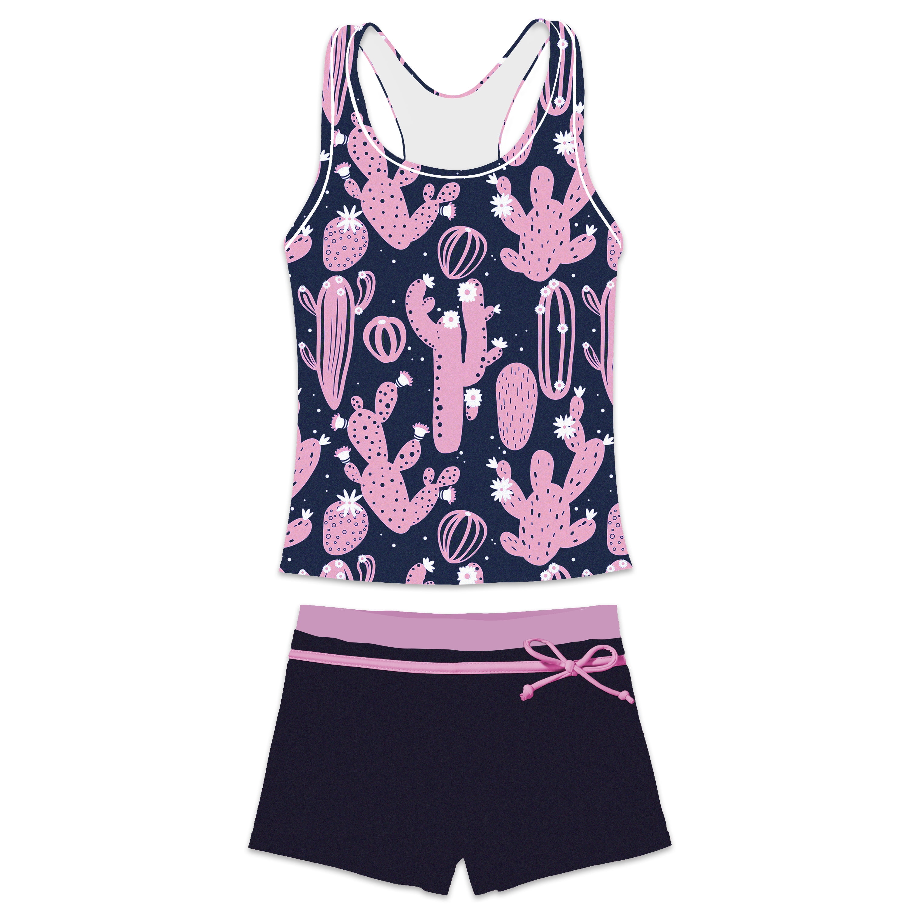 PROALLO Girls Swimming Boy Shorts Two-Piece Bathing Suits, Vest-Style ...