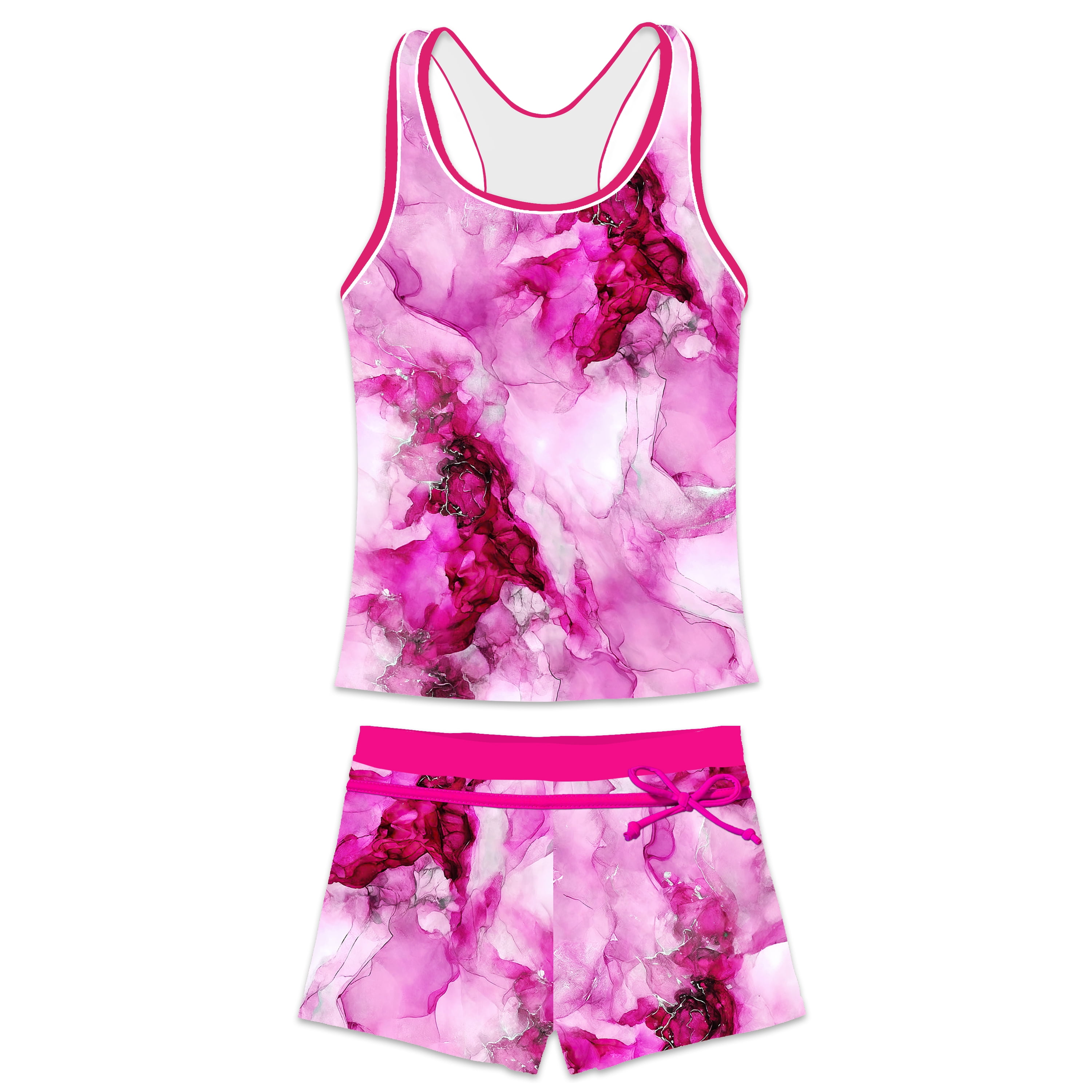 PROALLO Girls Bathing Suits Two-Piece Swimsuit with Boyshorts Vest ...