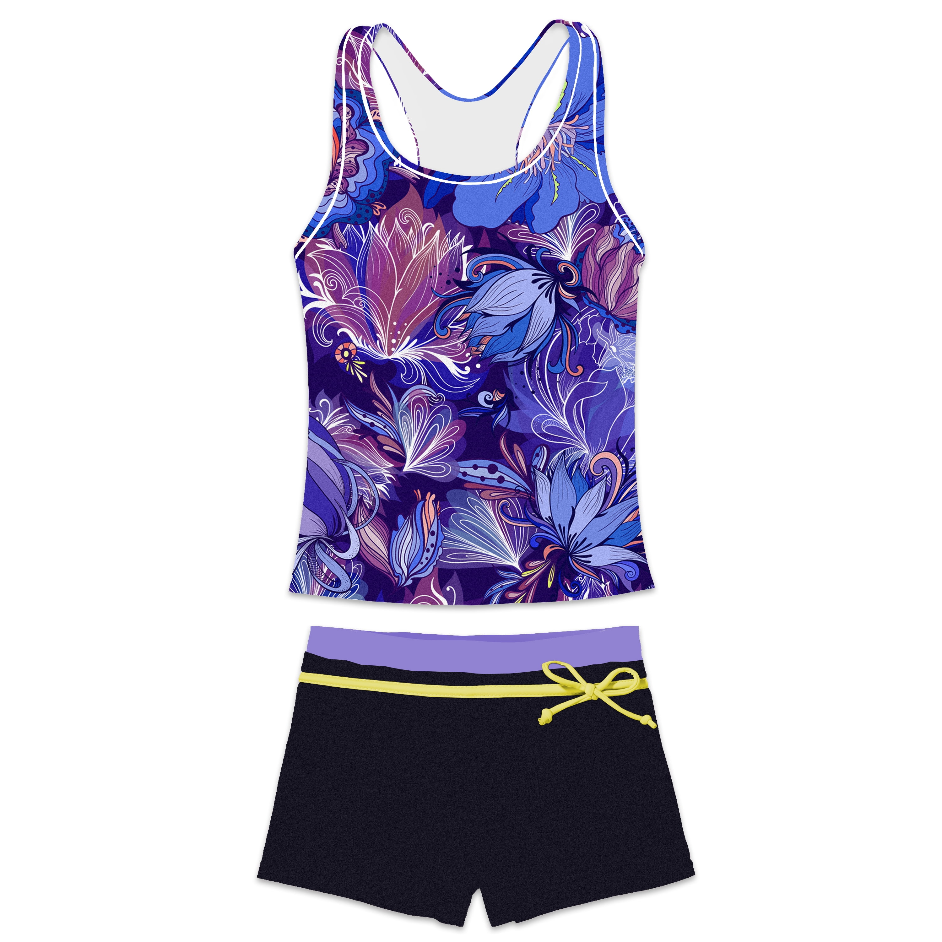 PROALLO Girls Bathing Suits Two-Piece Swimsuit with Boyshorts Vest ...