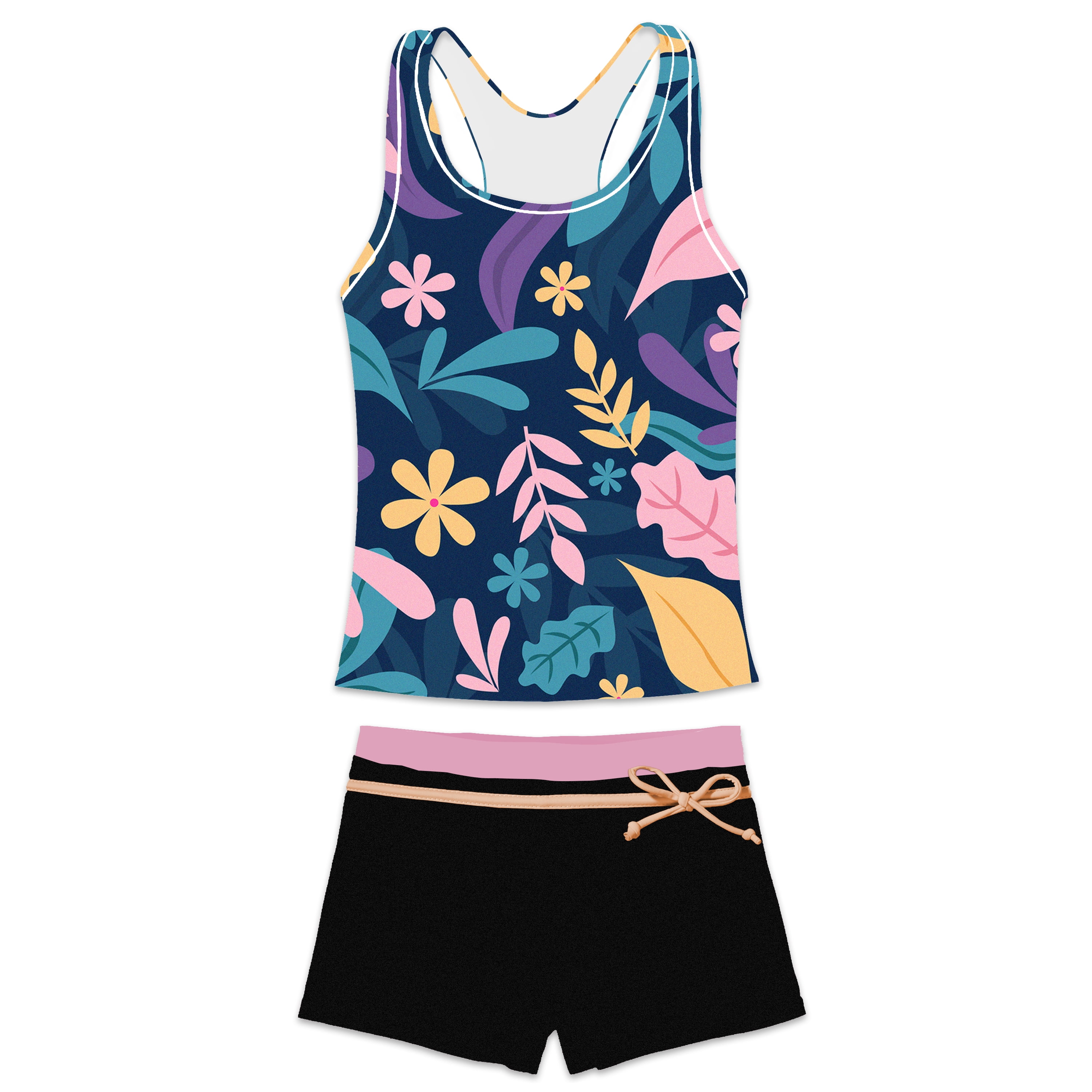 PROALLO Girls Bathing Suits Two-Piece Swimsuit with Boyshorts Vest ...