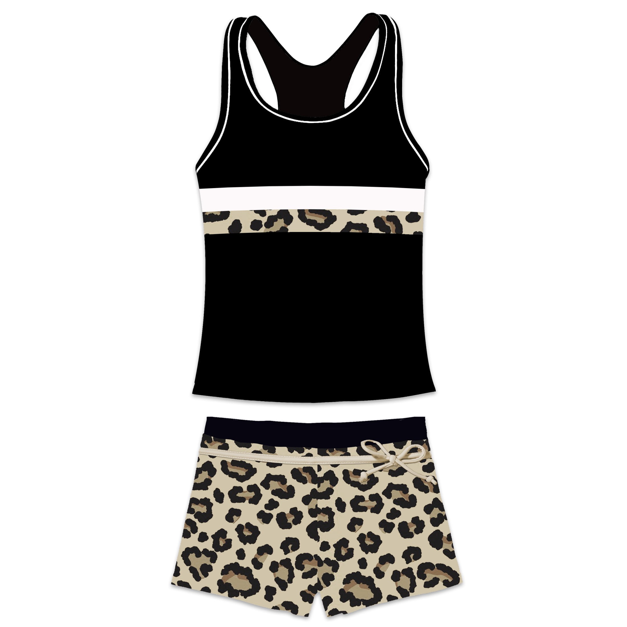 PROALLO Girls Bathing Suits Two-Piece Swimsuit with Boyshorts Vest ...