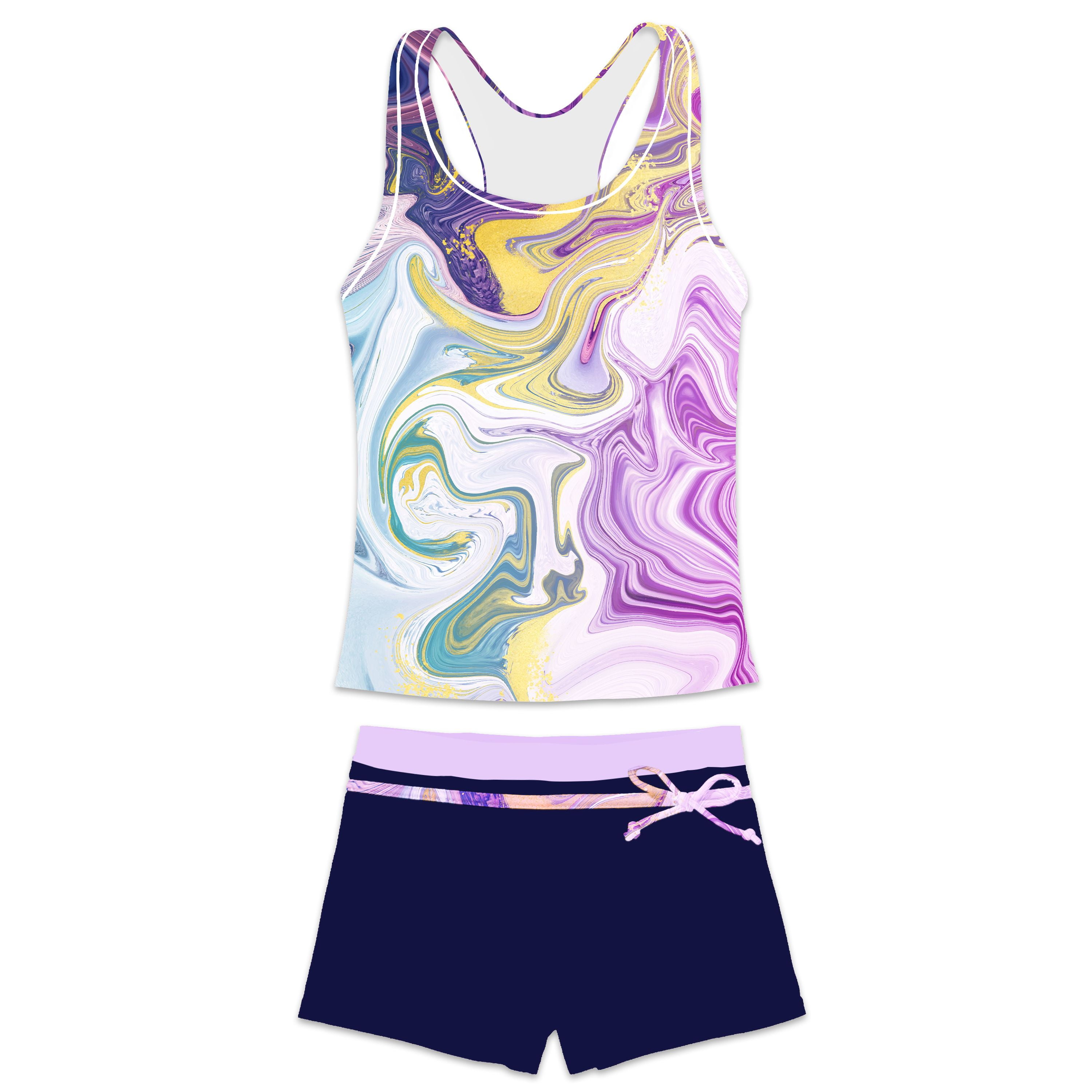 PROALLO Girls Bathing Suits Two-Piece Swimsuit with Boyshorts Vest ...