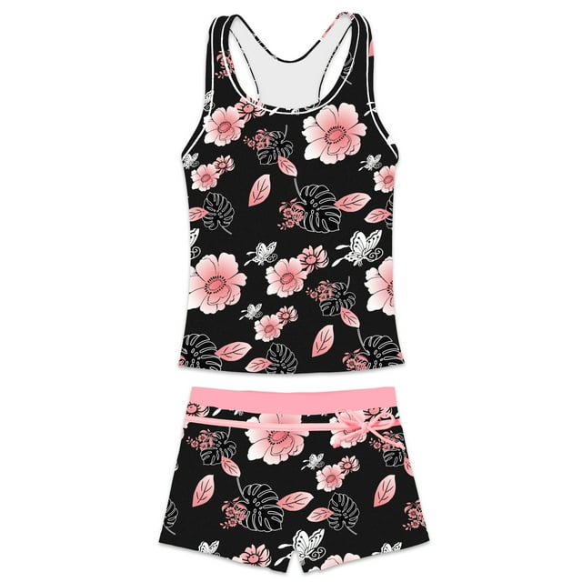 PROALLO Girls Bathing Suits Two-Piece Swimsuit with Boyshorts Vest ...