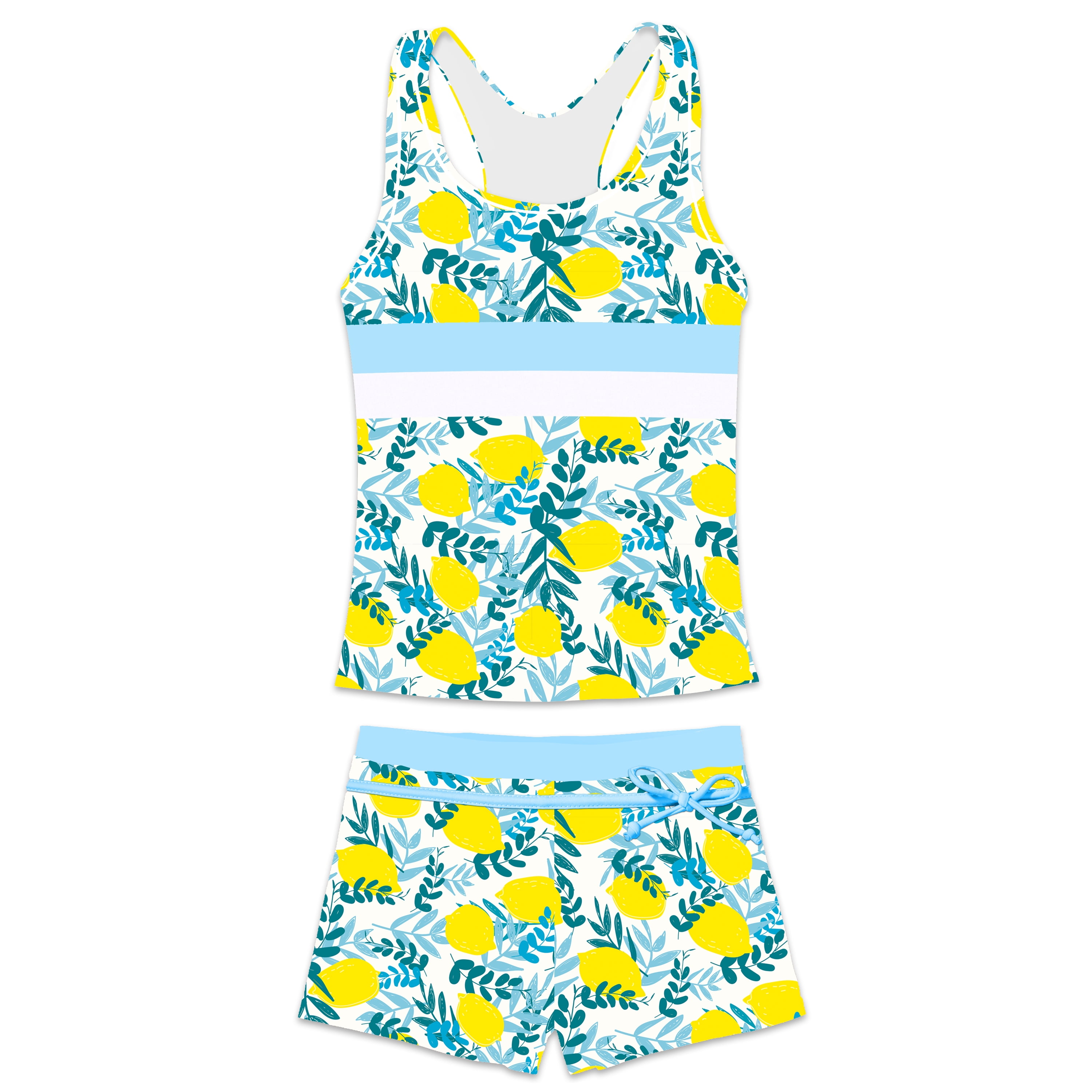 PROALLO Girls Bathing Suits Two-Piece Swimsuit with Boyshorts Vest ...