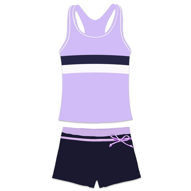 PROALLO Girls Bathing Suits Two-Piece Swimsuit with Boyshorts Vest ...