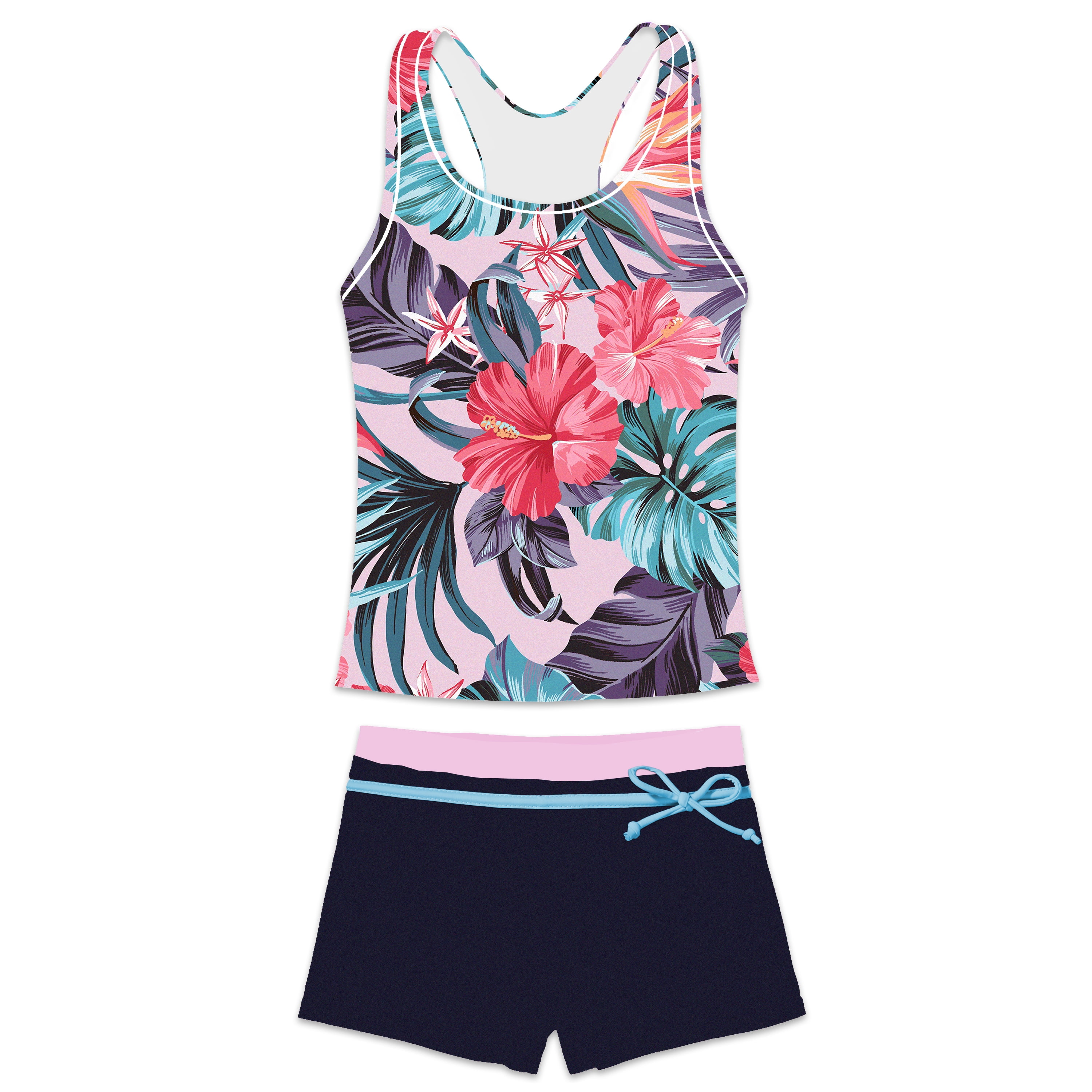 PROALLO Girls Bathing Suits Two-Piece Swimsuit with Boyshorts Vest ...