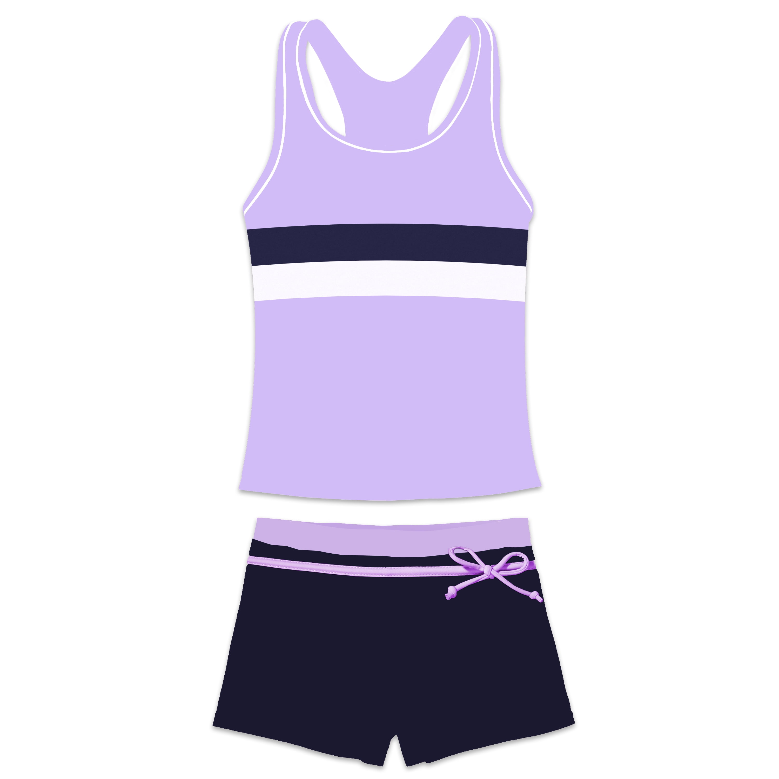 PROALLO Girls Swimsuit, Two-Piece Tankini with Boyshorts, 5-6T, Purple ...