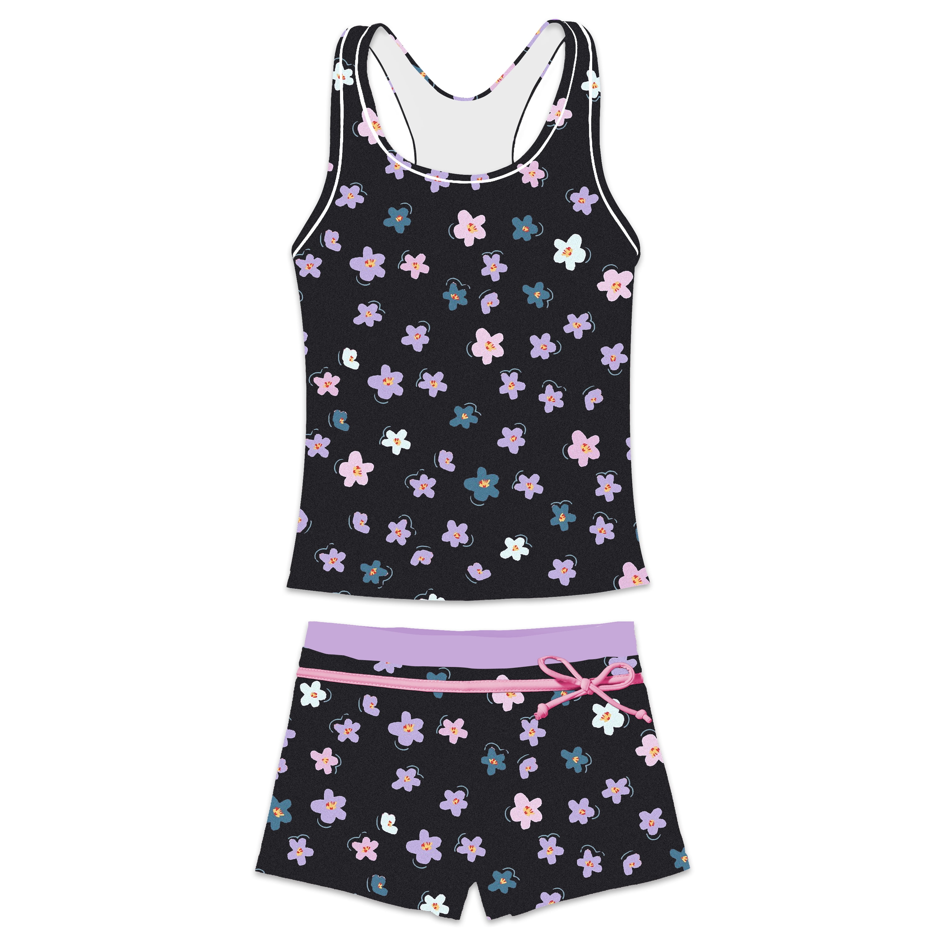 PROALLO Girls Bathing Suits Two-Piece Swimsuit with Boyshorts Vest ...