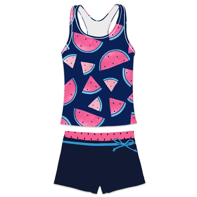 PROALLO Girls Bathing Suits Two-Piece Swimsuit with Boyshorts Vest ...