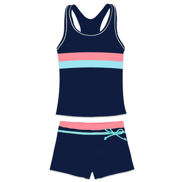 PROALLO Girls Bathing Suits Two-Piece Swimsuit with Boyshorts Vest ...