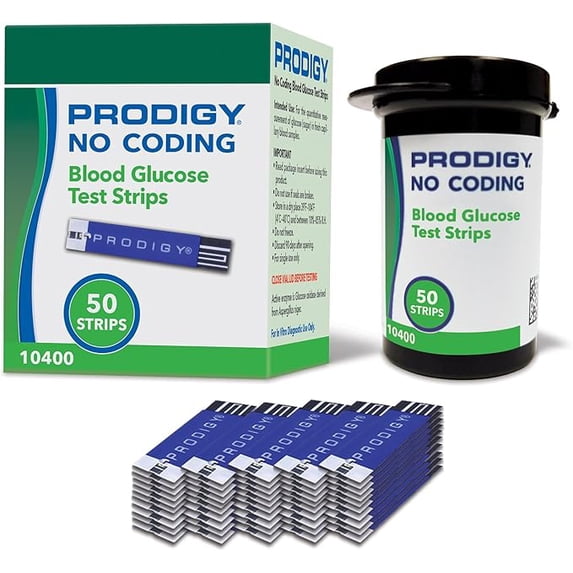 PRODIGY 10400 No Coding Blood Glucose Test Strips for Diabetes, Box of ...