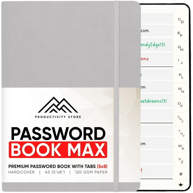 Productivity Store Password Book with Alphabetical Tabs | Internet ...