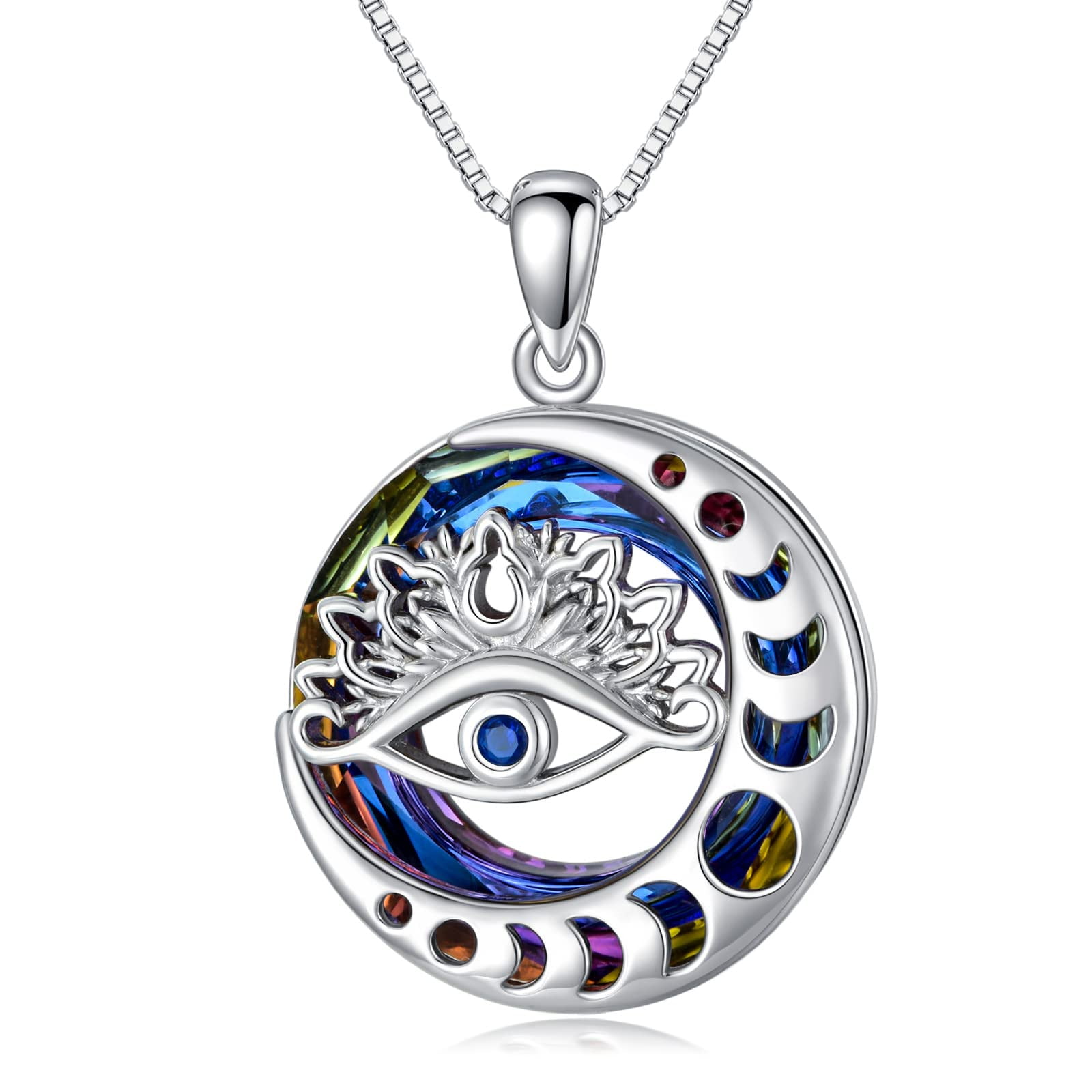 PROESS Evil Eye Pendant Necklace Sterling Silver Tree of Life Necklace ...
