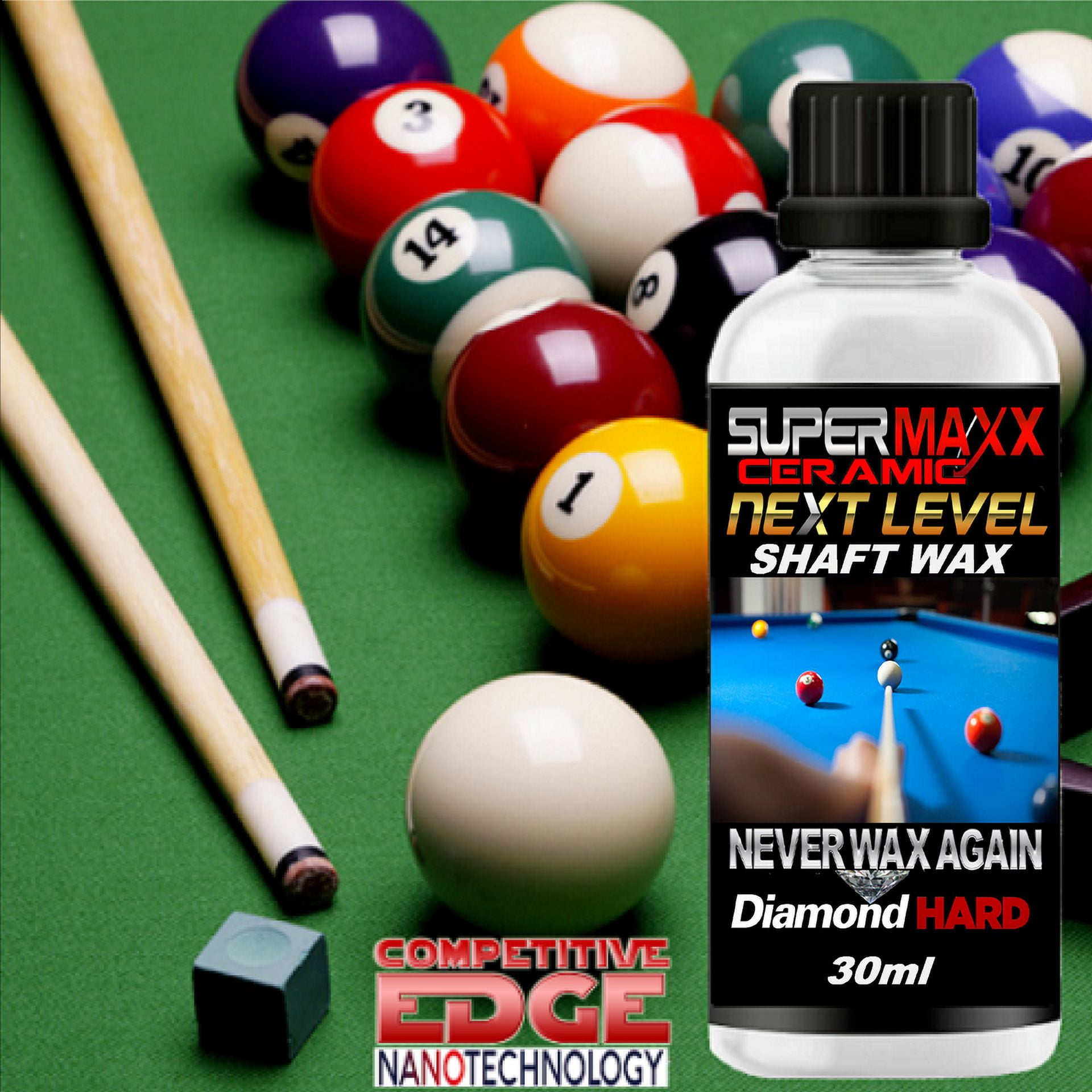 PROFESSSIONAL POOL CUE STICK CERAMIC CLEAR SHAFT WAX FOR SMOOTHER ...