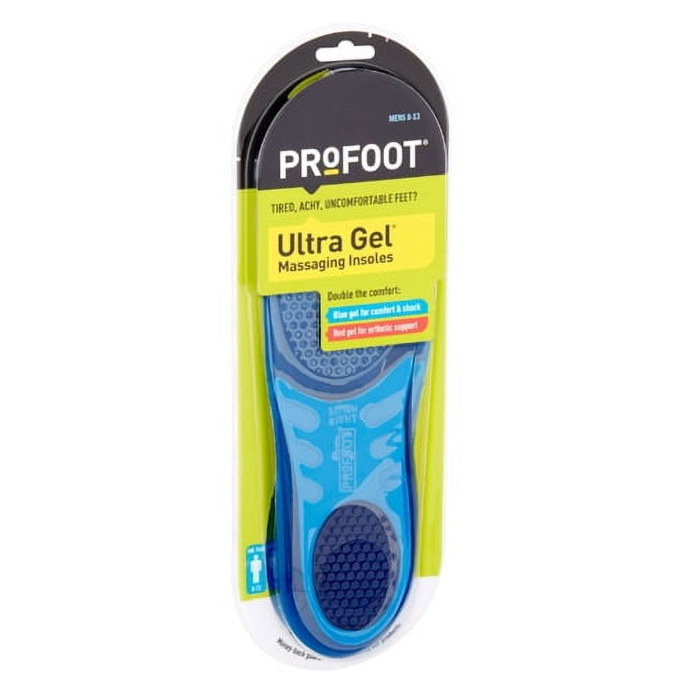 PROFOOT Ultra Gel Insoles for Active Men's 8-13, Orthotic Support, High ...