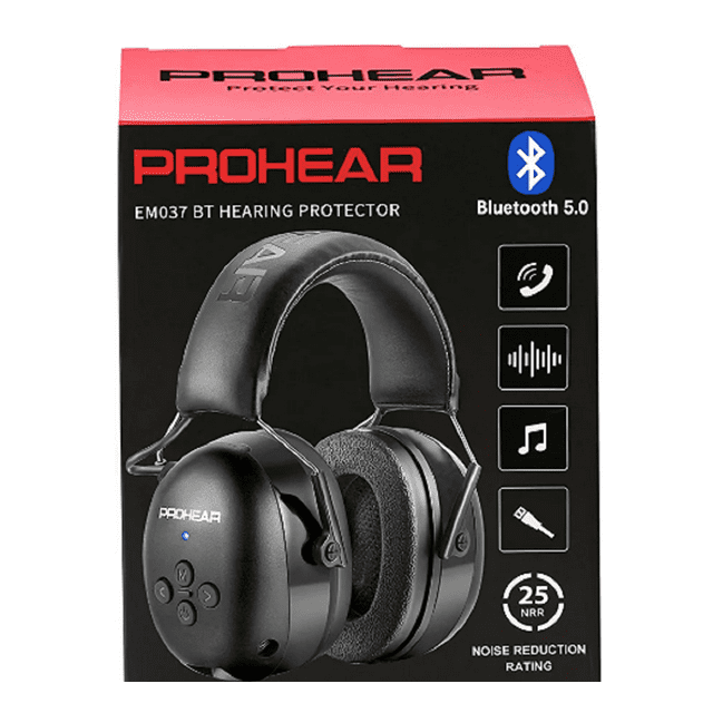 PROHEAR 037 Bluetooth 5.0 Noise-Cancelling Earmuffs, NRR 25dB Safety ...