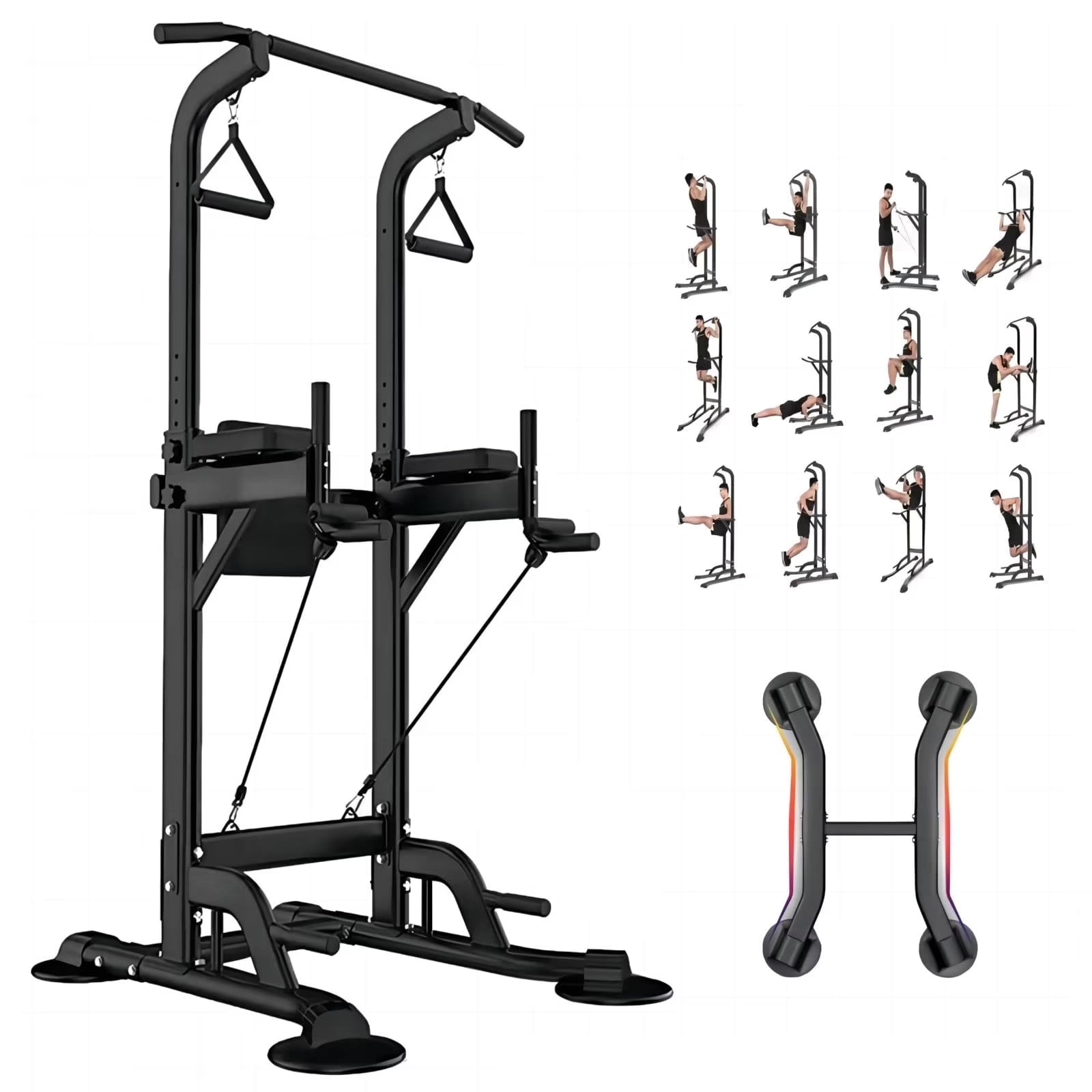 PROHIKER Power Tower Dip Station with Backrest, Resistance Band ...