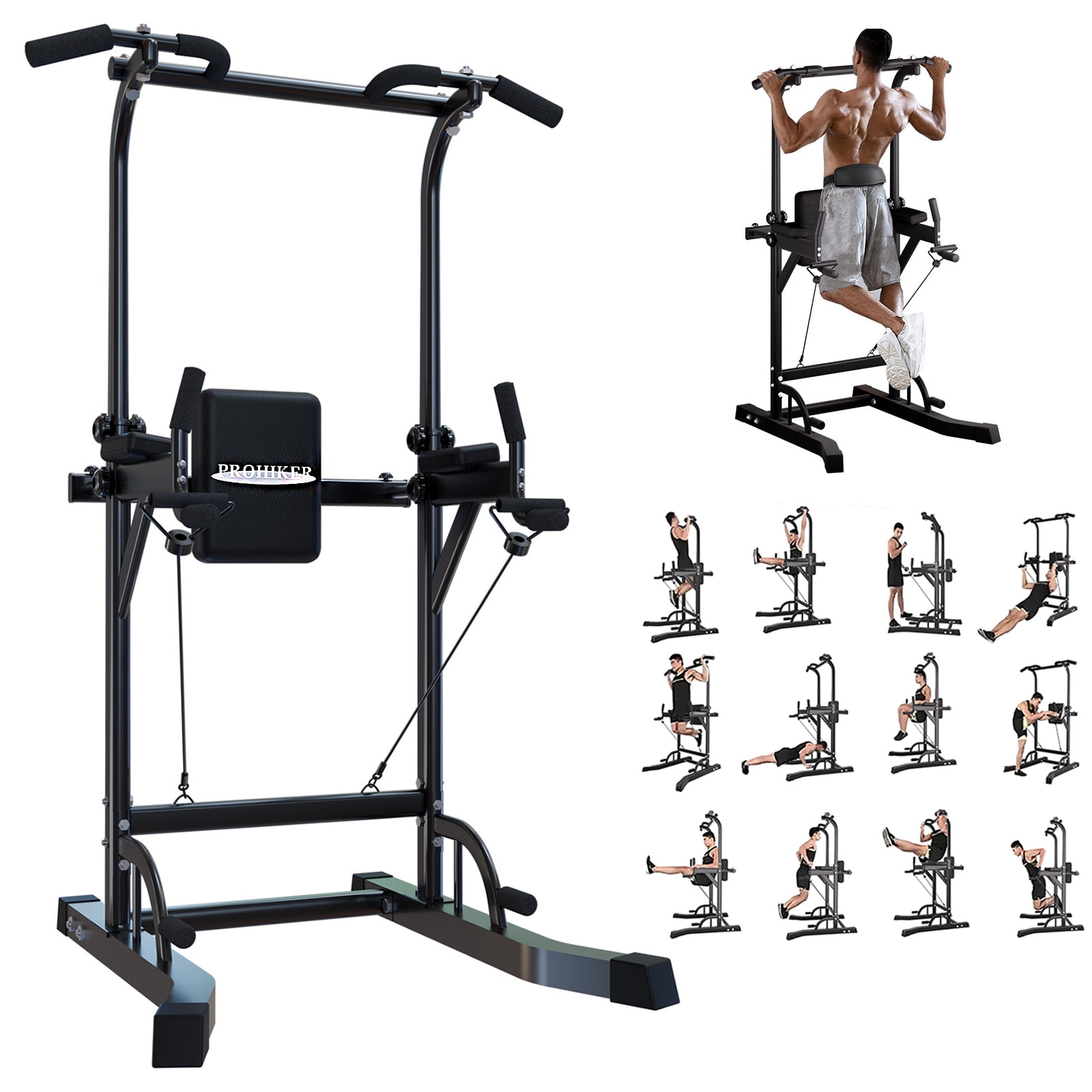 PROHIKER Power Tower Pull Up Dip Station, Heavy Duty Pull Up Station ...