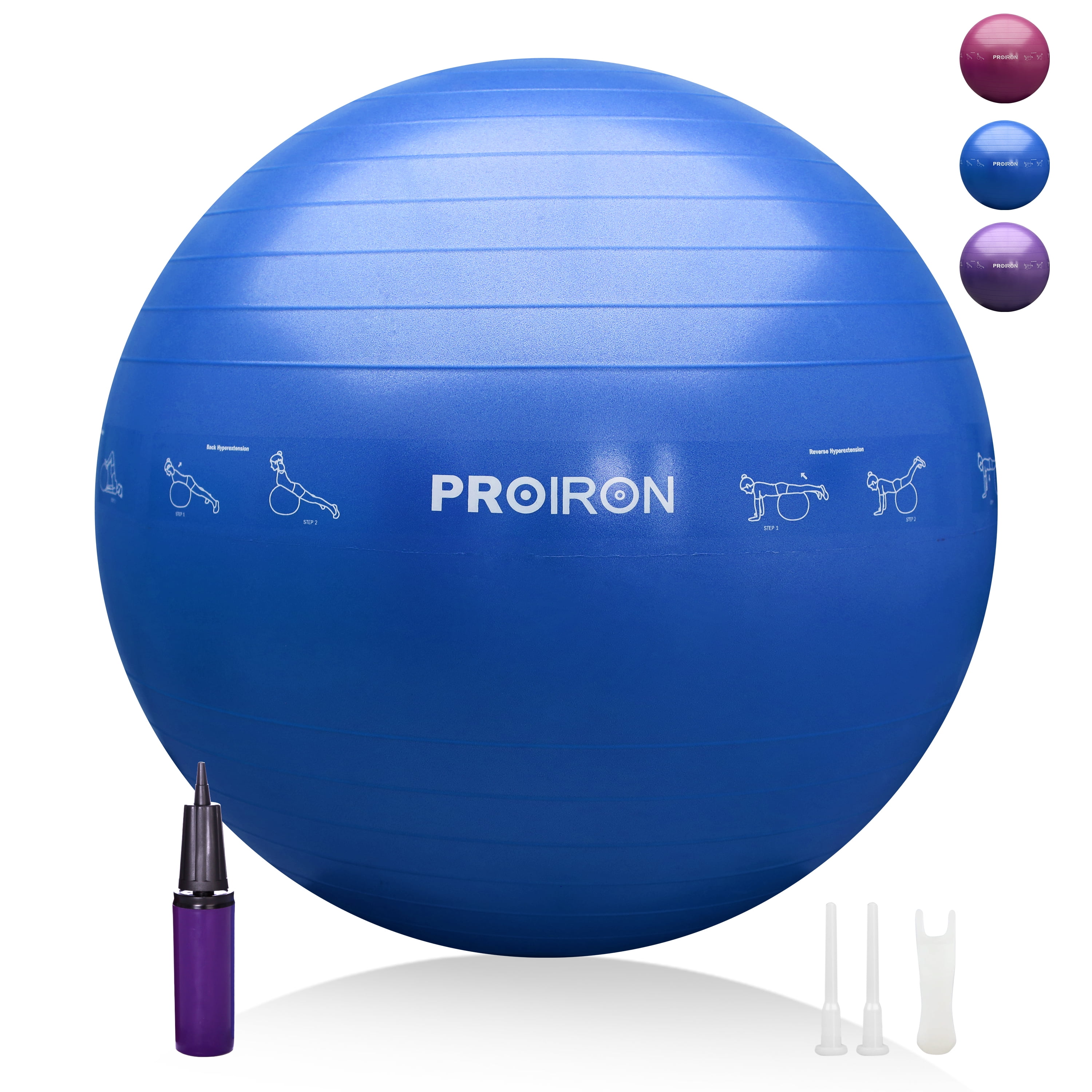 PROIRON Extra Thick Exercise Ball with Postures, Yoga Ball 55cm 65cm 75cm, Anti-Burst Gym Ball ...