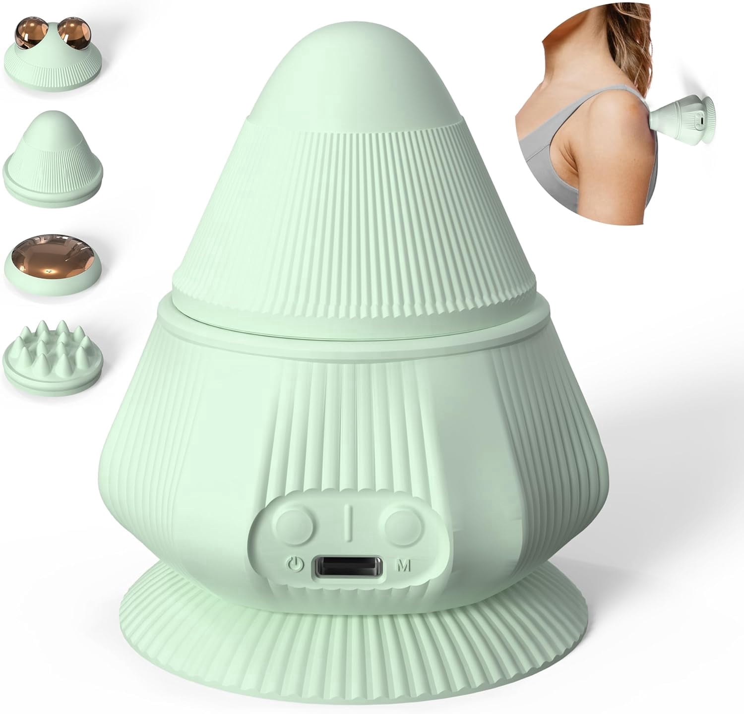 PROIRON Mountable Massage Ball with 4 Replaceable Heads, Vibrating and ...