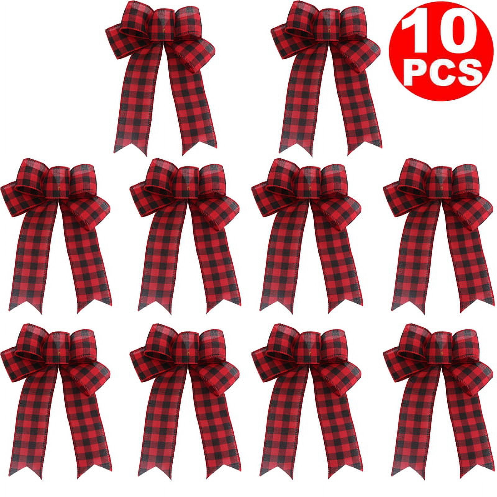PROJECTRETRO 10 Pack Red Glitter Wreath Bows for Christmas Indoor or ...
