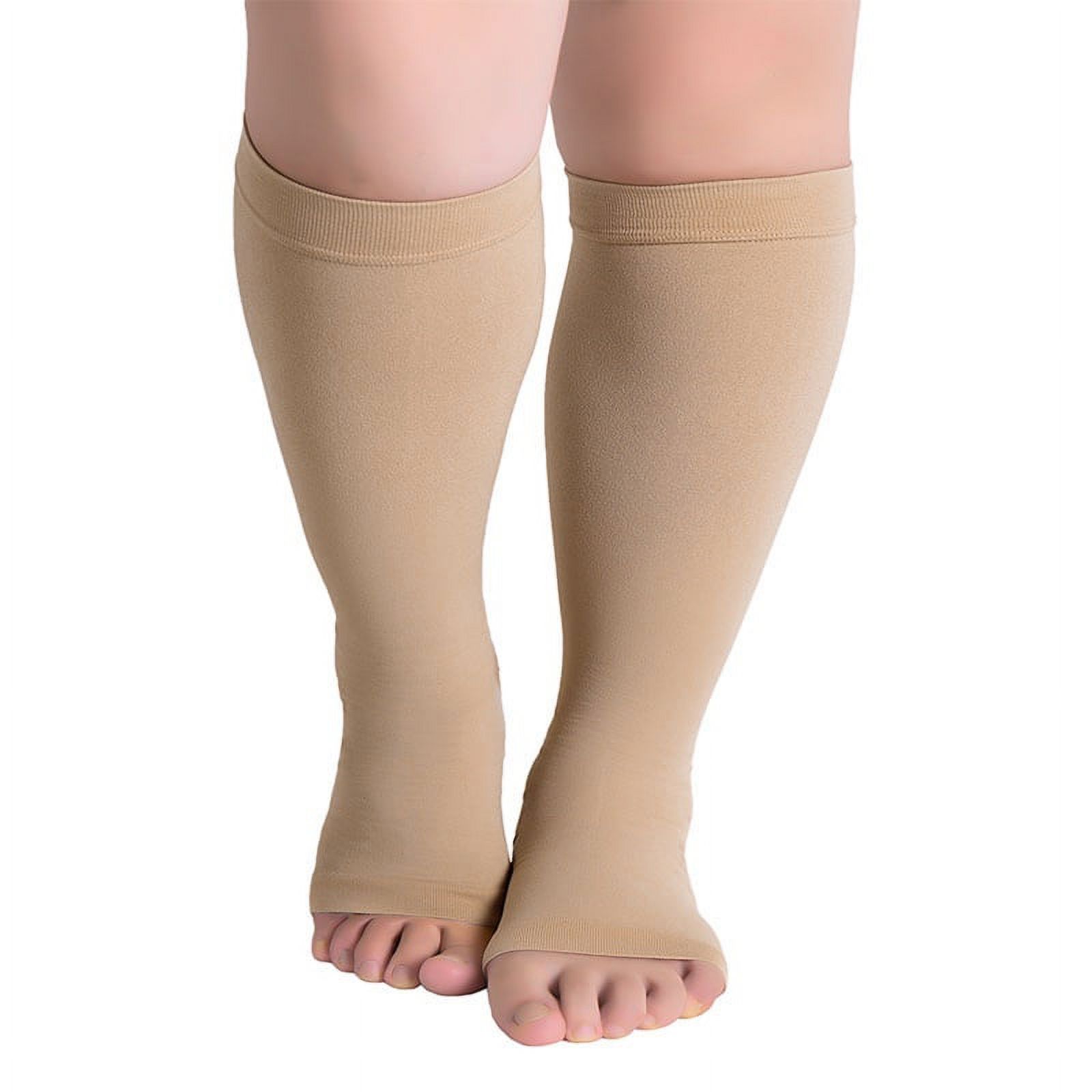 PROJECTRETRO Socks Open Toe Inch Wide Calf Plus Size Compression 20-30 ...