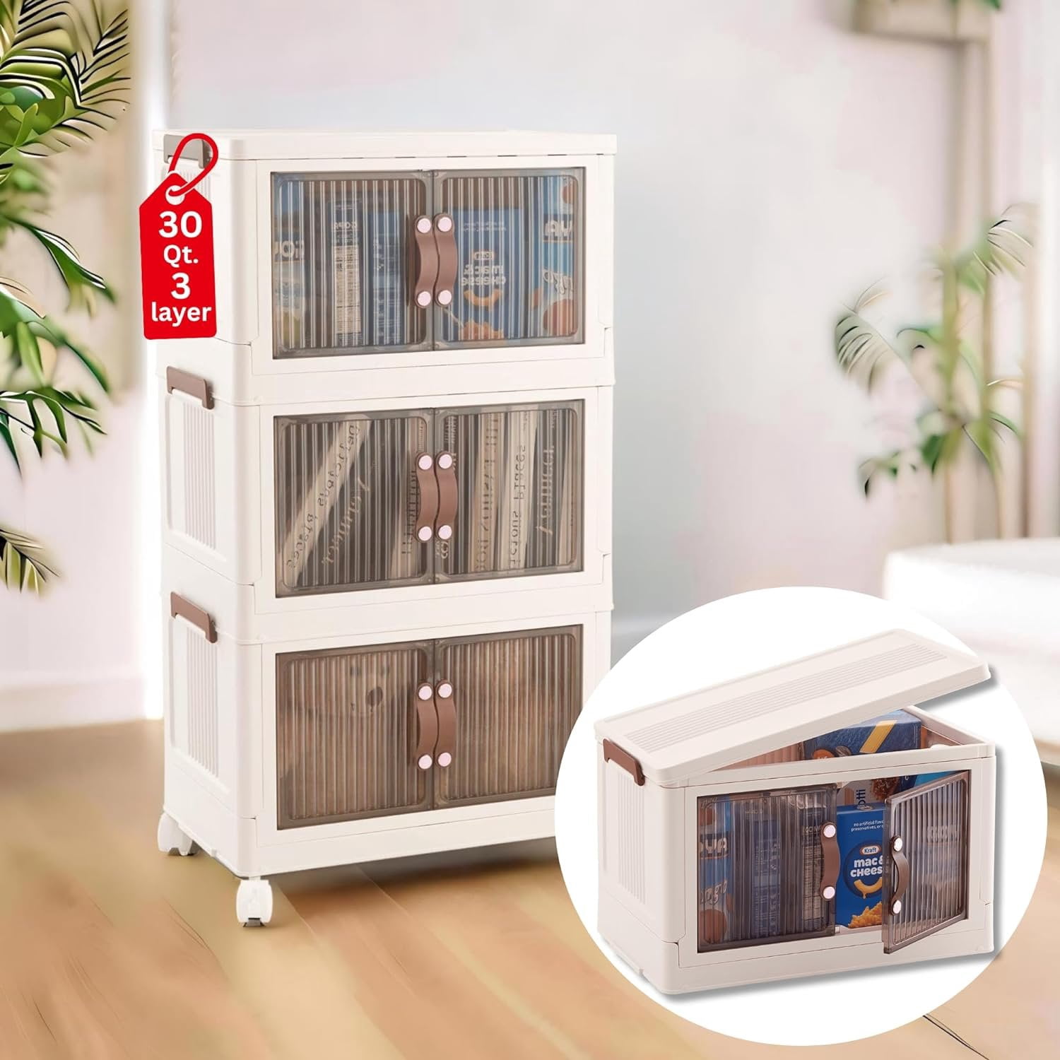 PROKTIK 3-Tier Collapsible 30 QT Storage Bins, White - Walmart.com