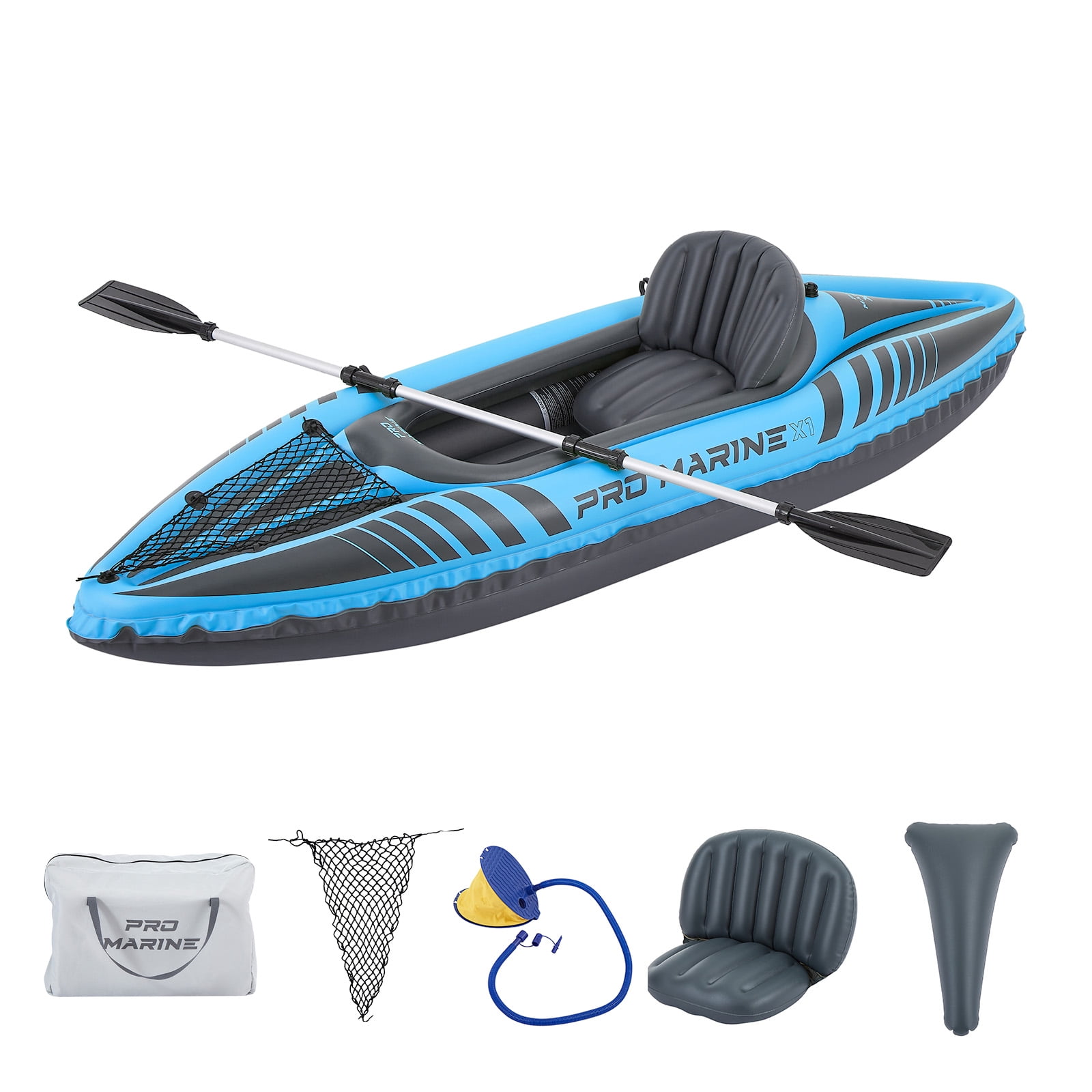 PROMARINE 1 Person Inflatable Kayak Set Blow up Boat Adjustable Seats ...
