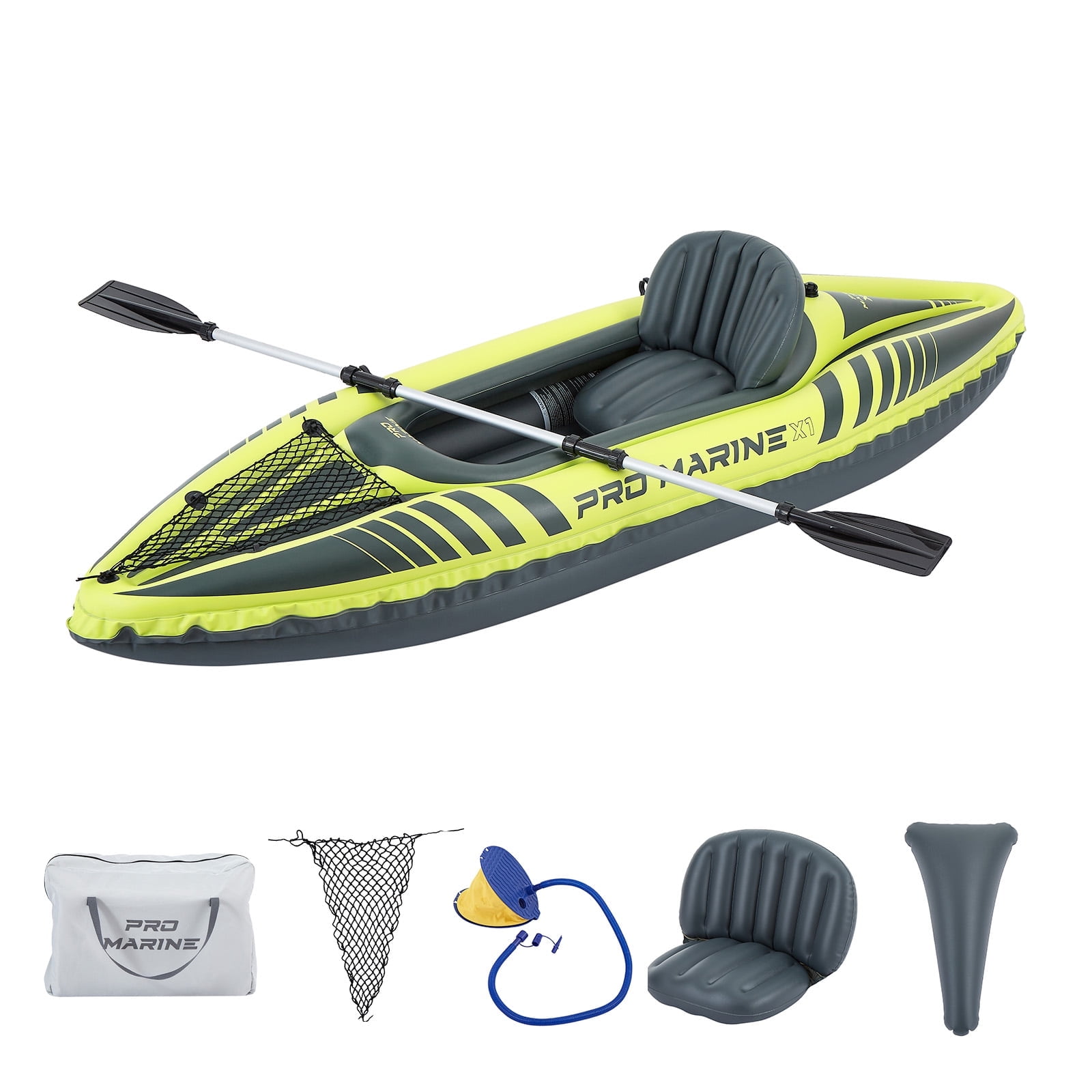 Pro Marine 1 Person Inflatable Kayak Set, Blow Up Boat with Adjustable ...