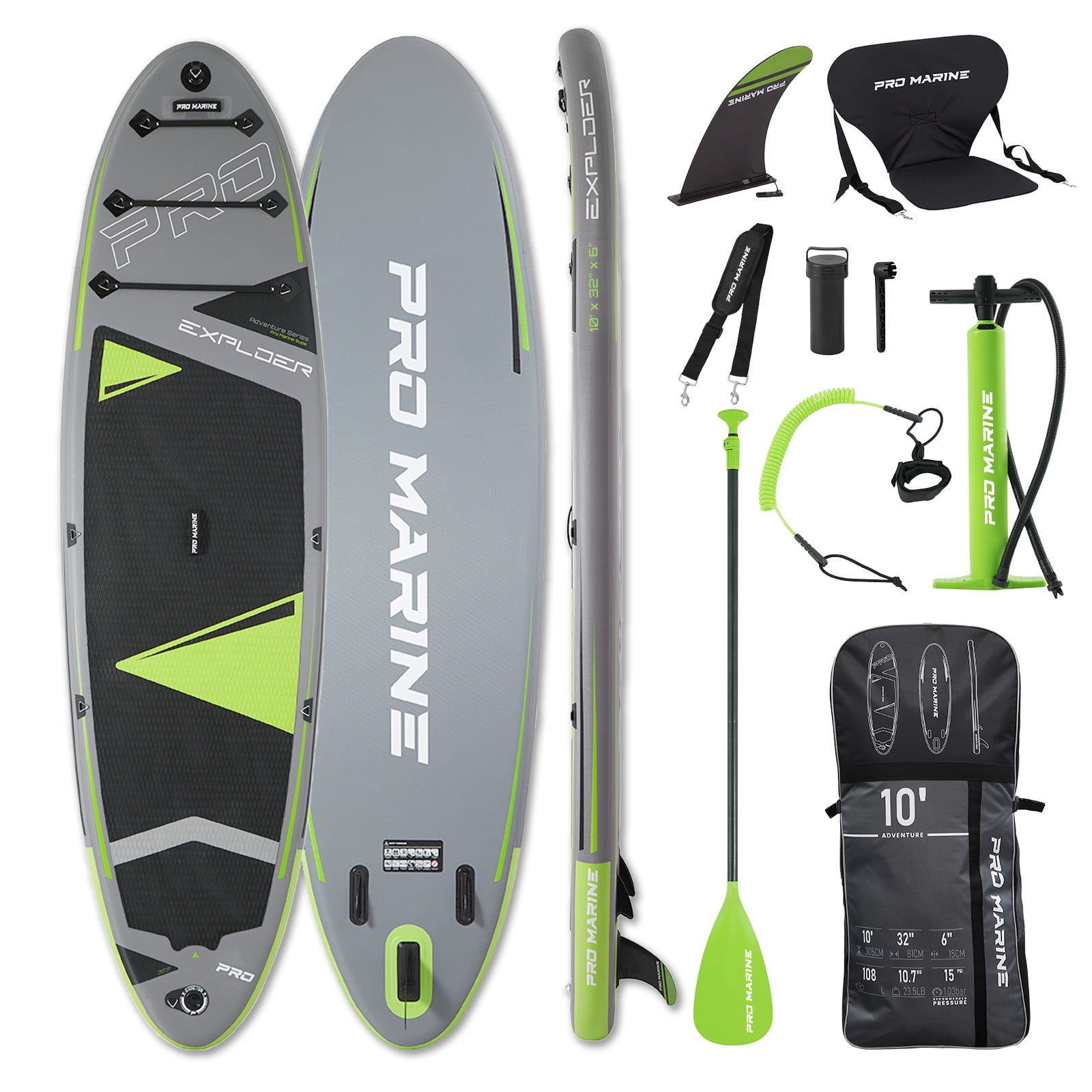 PRO MARINE Inflatable Paddle Board, 10'x32'', Adjustable Paddle, SUP ...