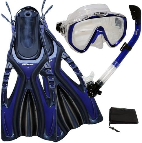 PROMATE Scuba Diving Snorkeling Extra-Wide Mask Snorkel Fins Gear Set ...