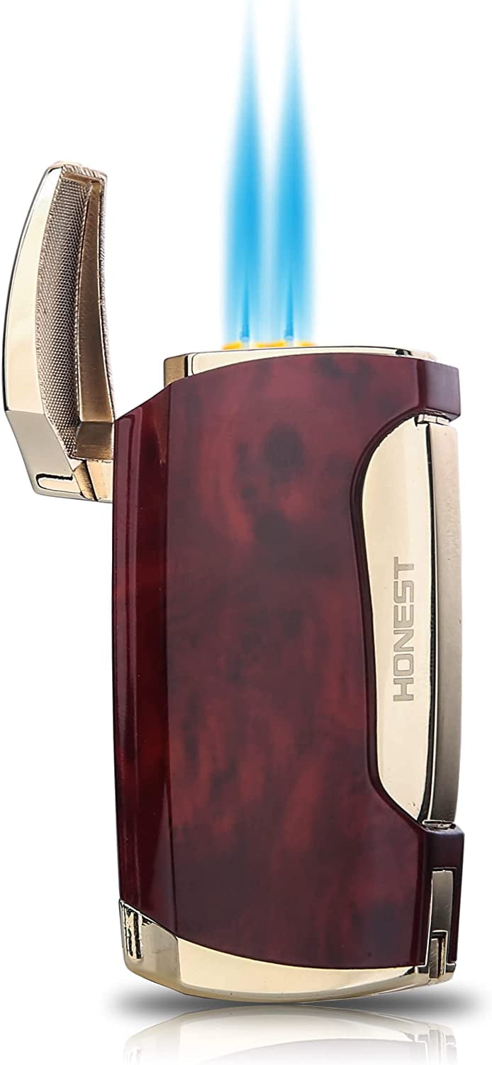 PROMISE Refillable Double Flame Torch Cigar Lighter with Cigar Puncher ...
