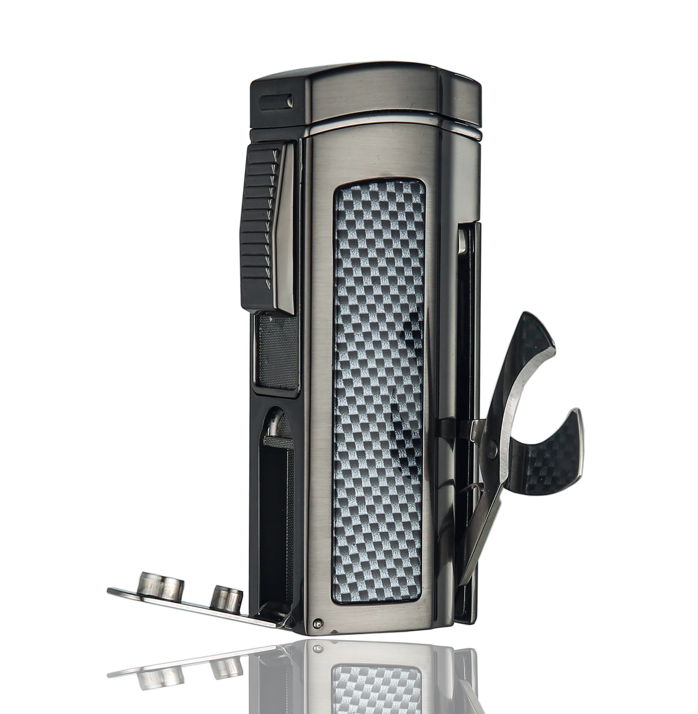 PROMISE Large Quad Flame Jet Torch Table Lighter with Cigar Cutter ...