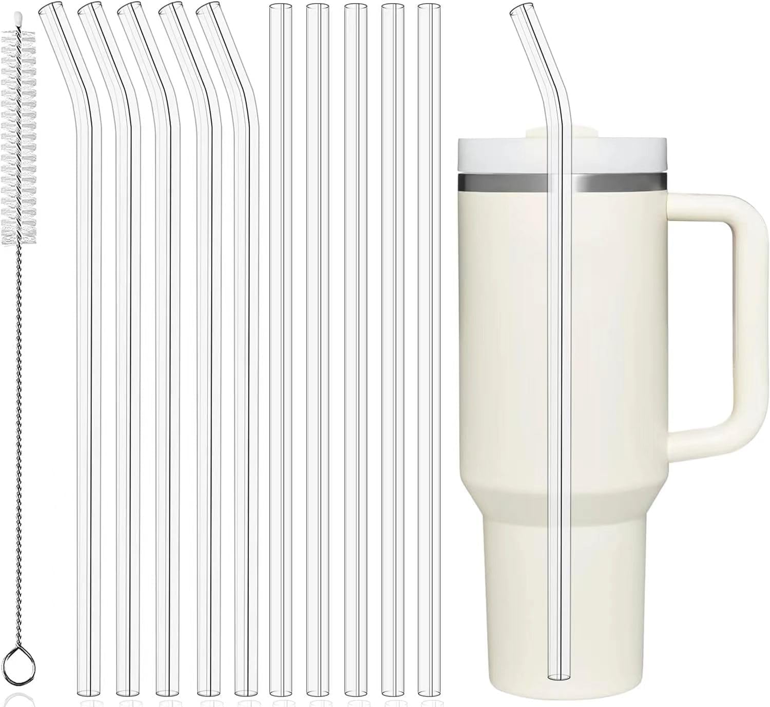 PROOCI 12" Reusable Straws for Stanley/Yeti 30oz-40oz Cup Tumbler, 10 ...