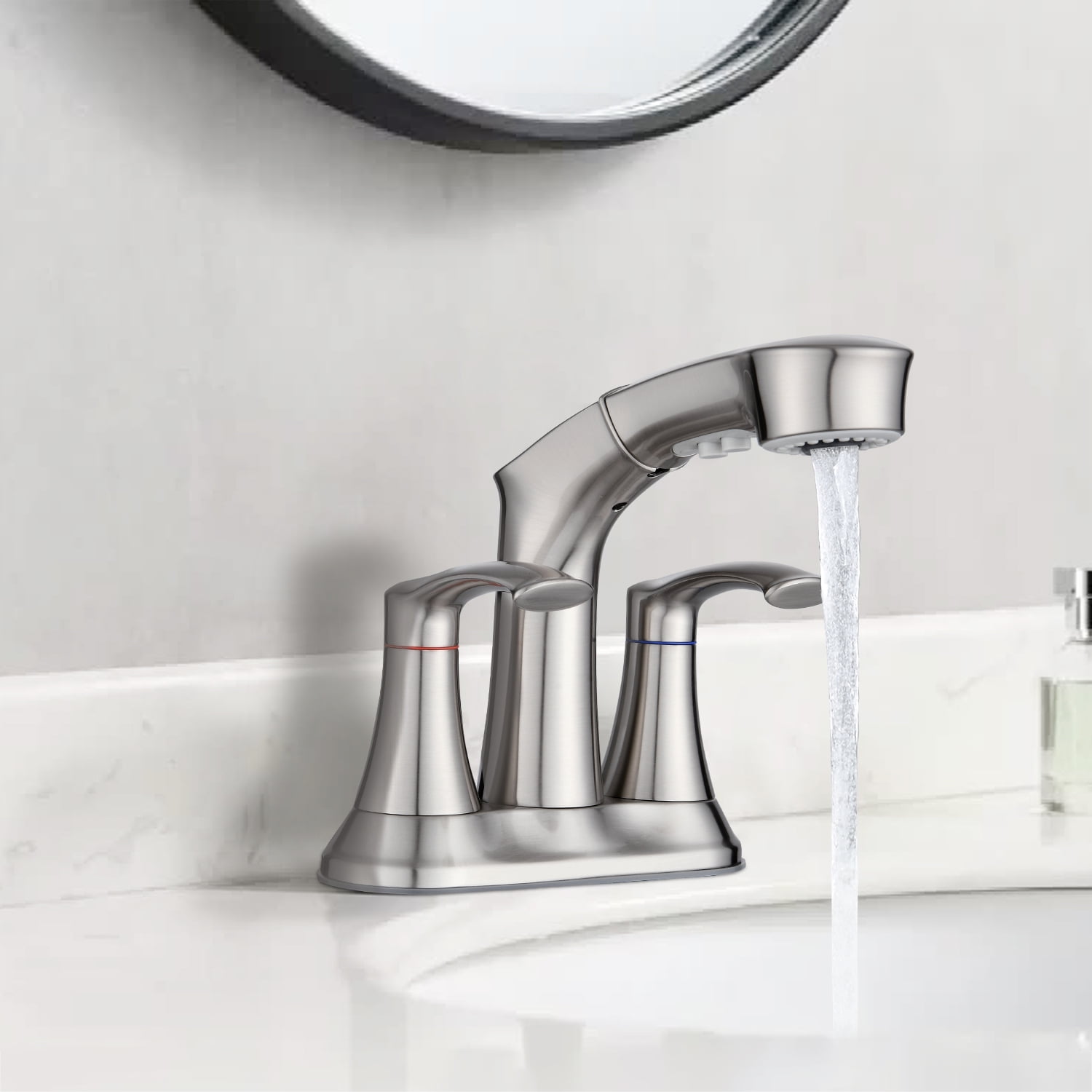 PROOX Double Lever 4in. Centerset Bathroom Sink Faucet with Pull Out ...