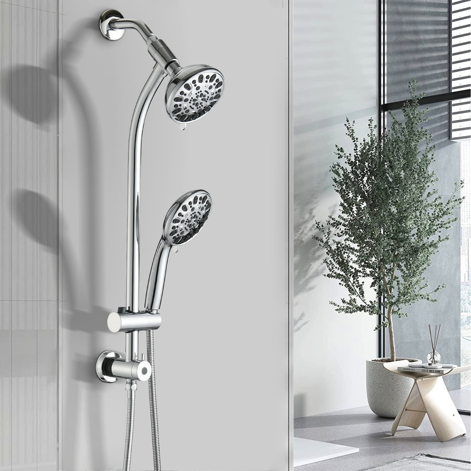 PROOX Drill-Free Rain Shower Handheld Showerhead Combo with Stainless ...