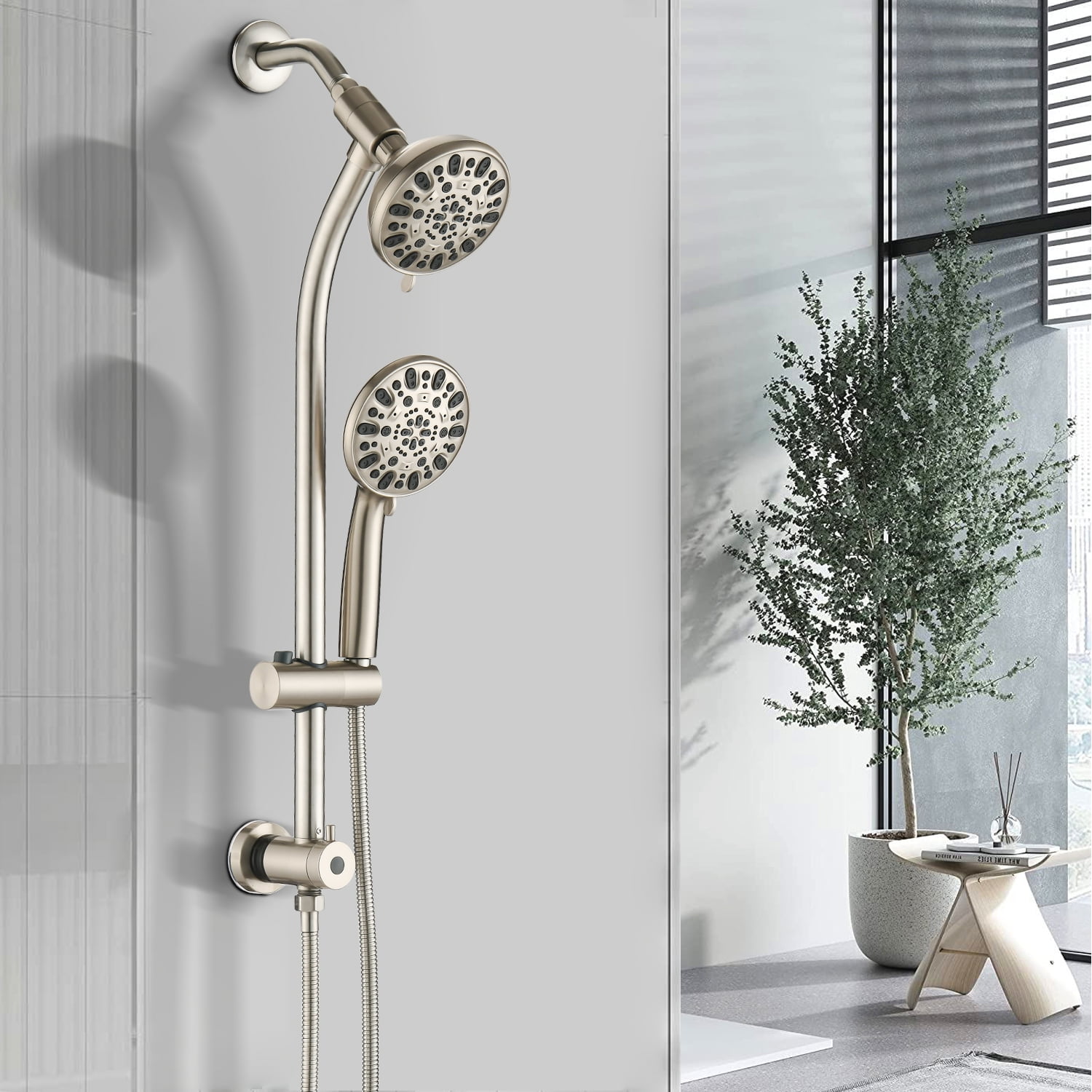 PROOX Drill-Free Rain Shower Handheld Showerhead Combo with Stainless ...