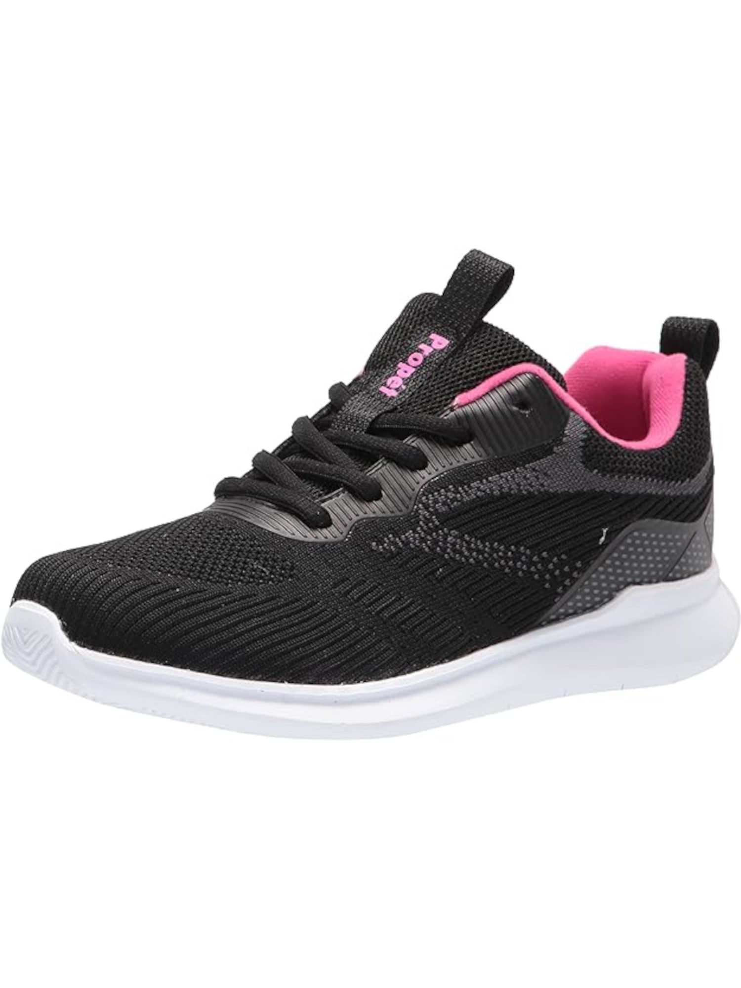 PROPET Womens Black Mixed Knit Dual Pull-Tabs Arch Support Cushioned ...