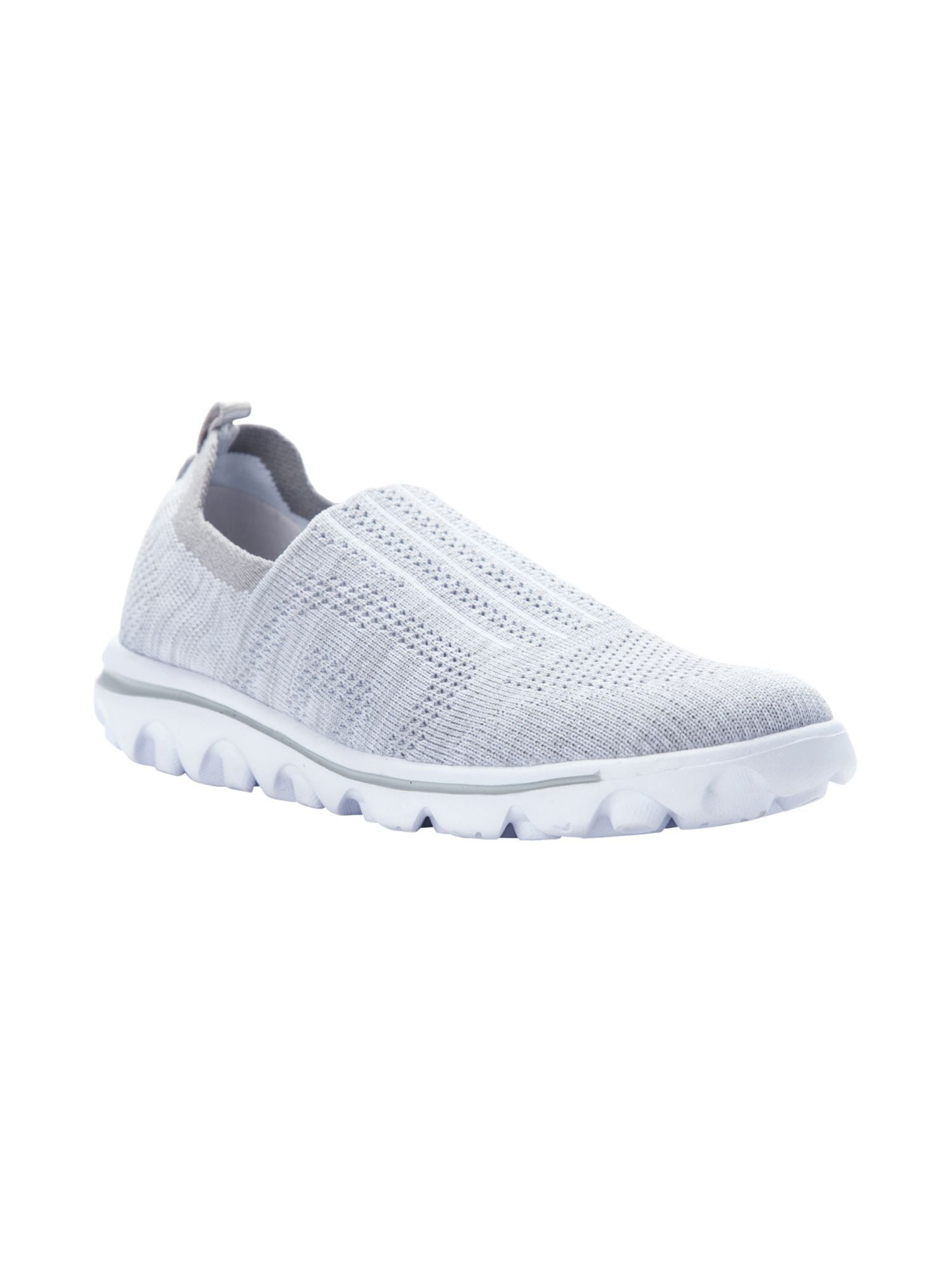 PROPET Womens Gray Mixed Knit Cushioned Travelactiv Stretch Round Toe ...